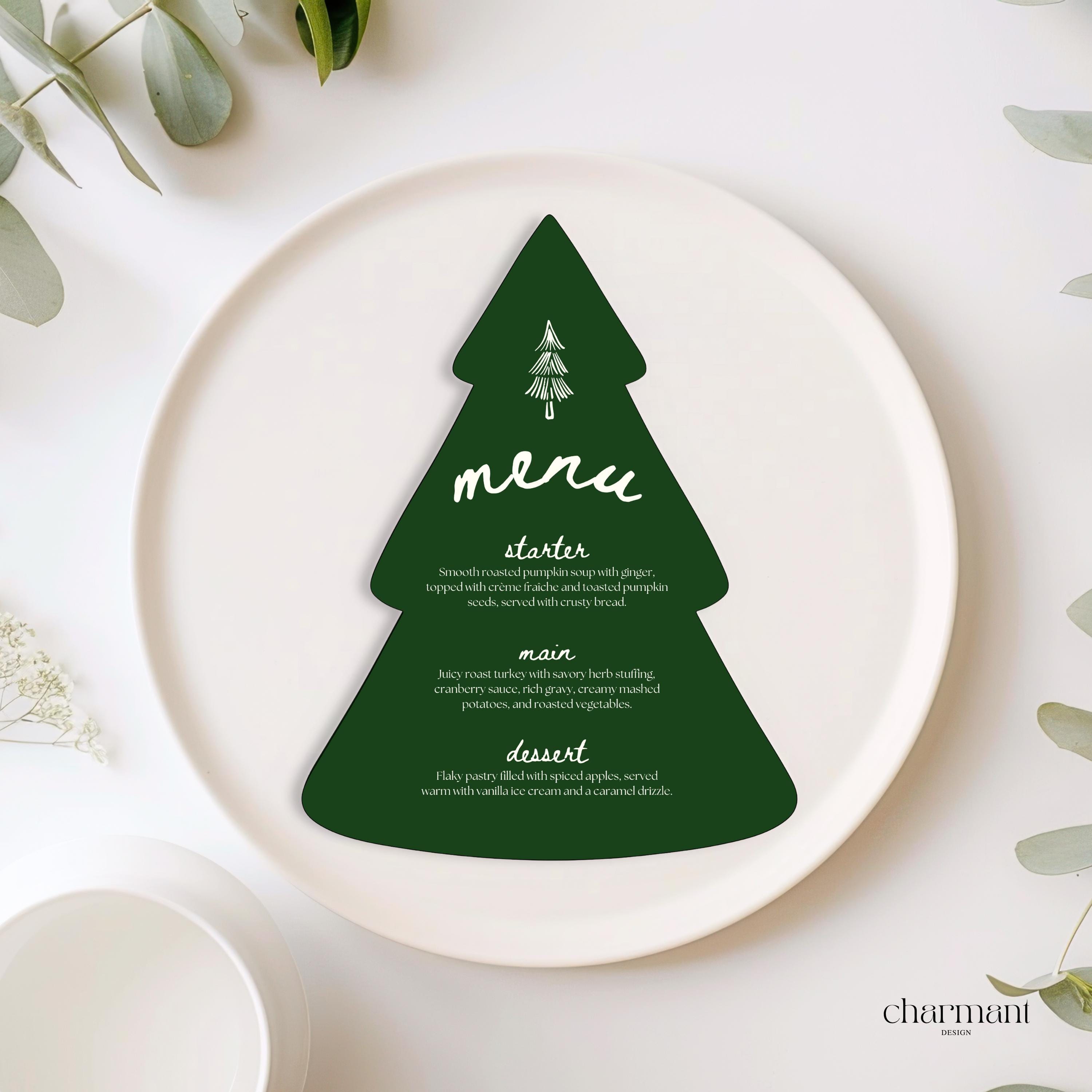 Christmas Menu Template Christmas Tree Menu Holiday Menu Card Christmas ...