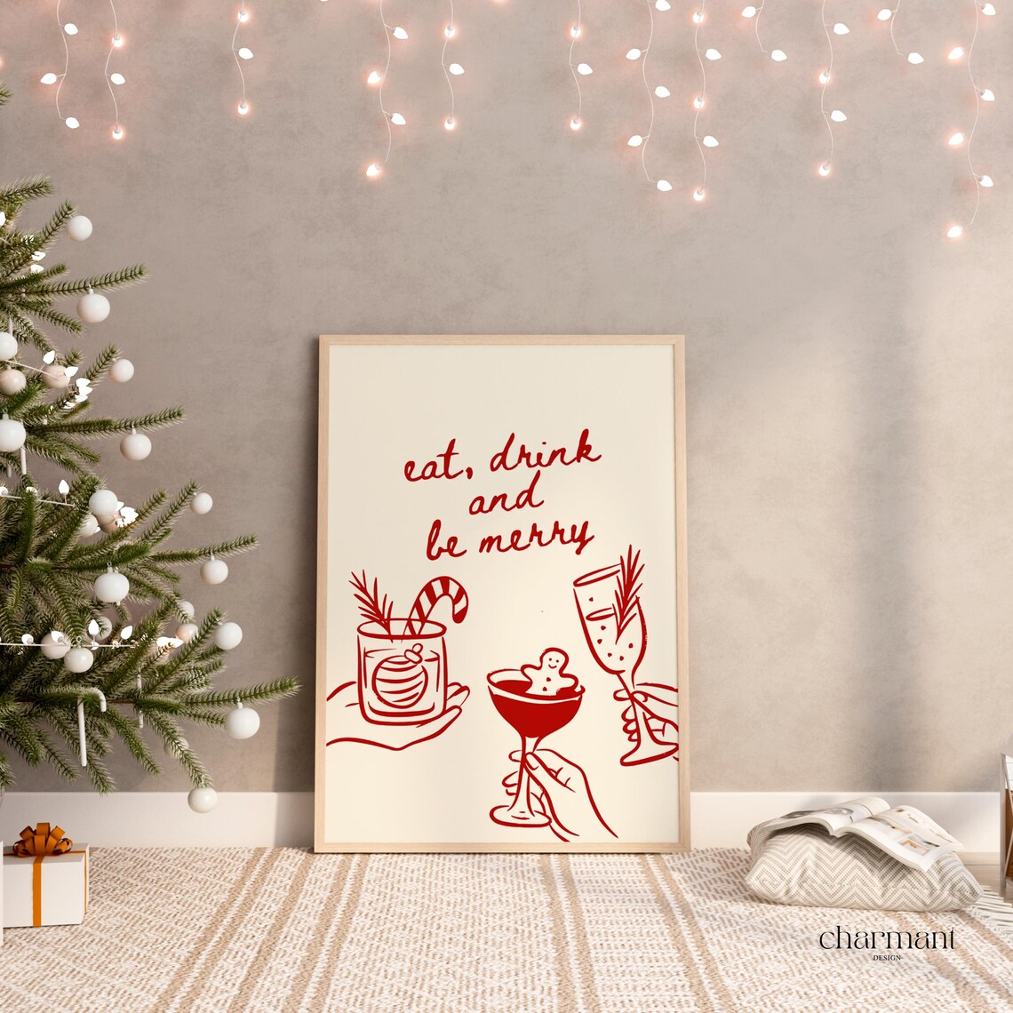 Christmas Bar Sign, Eat Drink and Be Merry Sign, Holiday Party Sign ...
