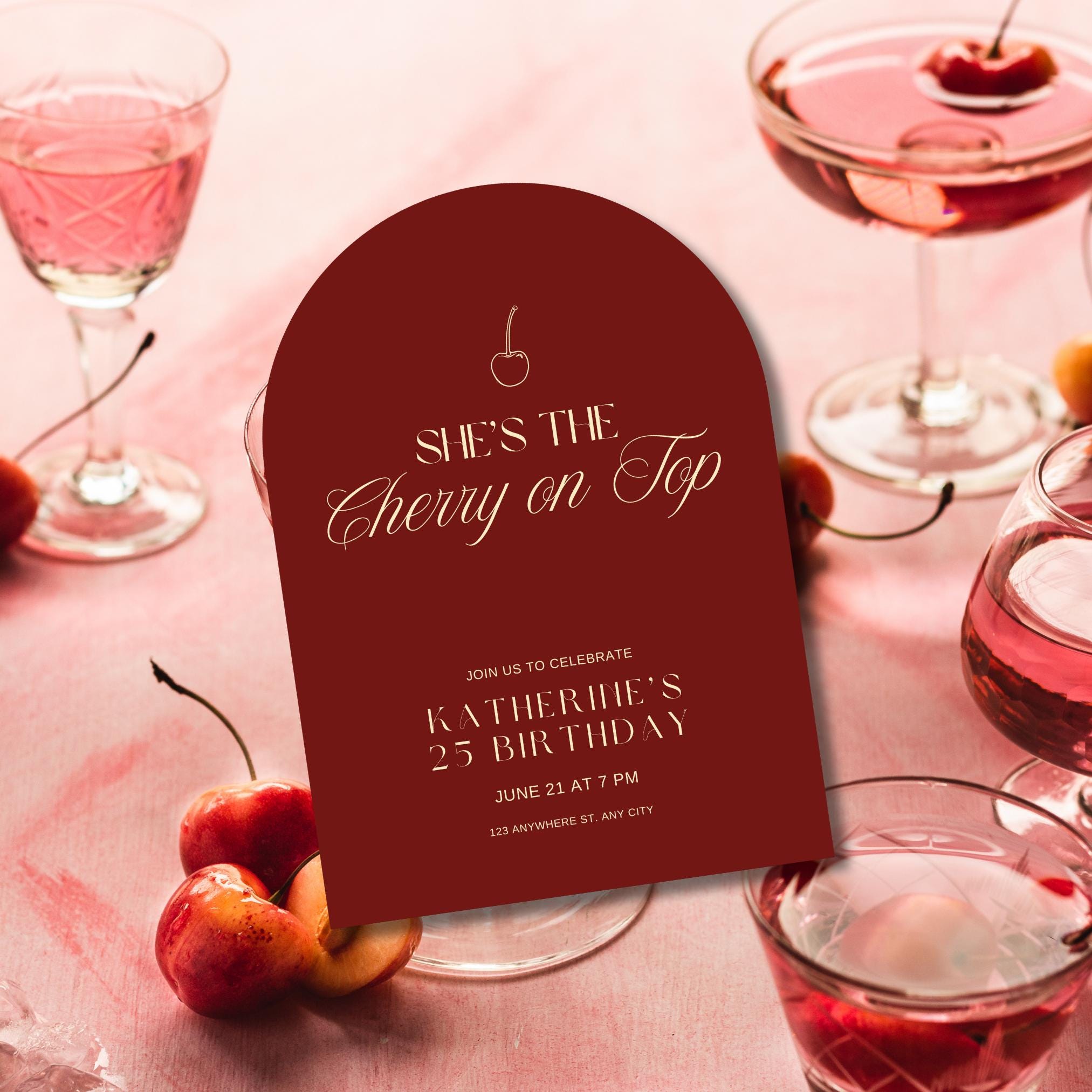 Cherry on Top Invite, Cherry on Top Party, Cherry Party, Birthday ...