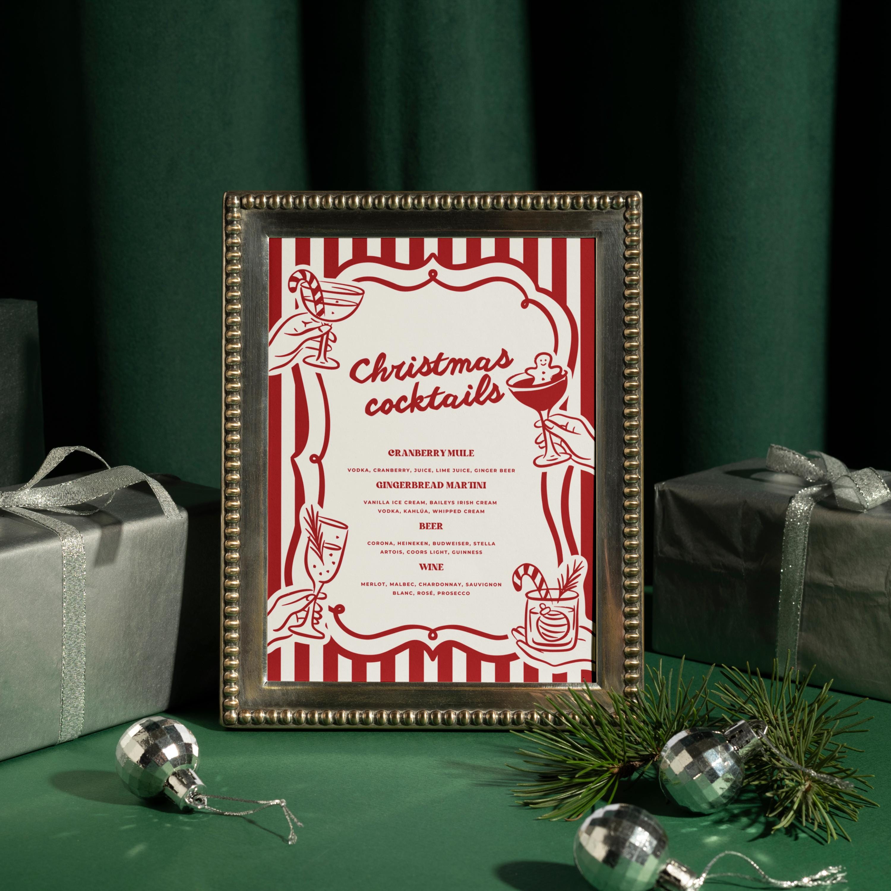 Christmas Bar Decor, Holiday Drinks, Christmas Bar Sign, Christmas ...
