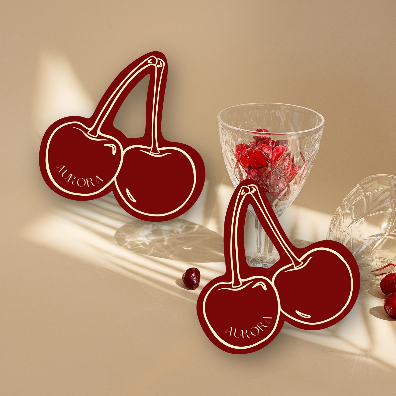 Cherry Place Cards, Birthday Party Place Card, Cherry Themed Party ...