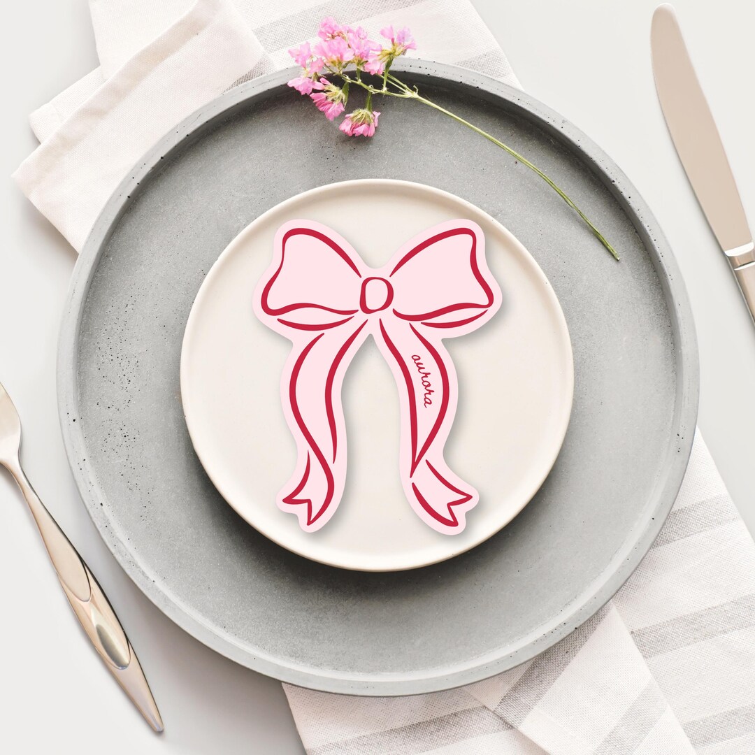 Bow Place Card Template, Galentine's Party Table Decor (editable ...