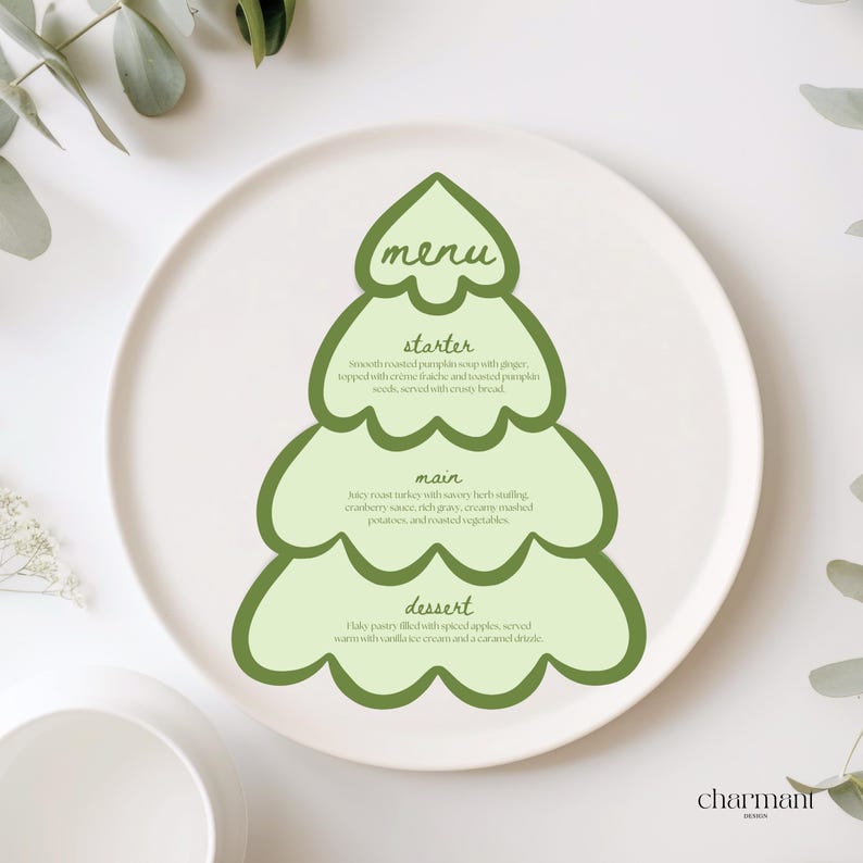 Christmas Menu Template, Christmas Tree Menu, Holiday Dinner Menu ...