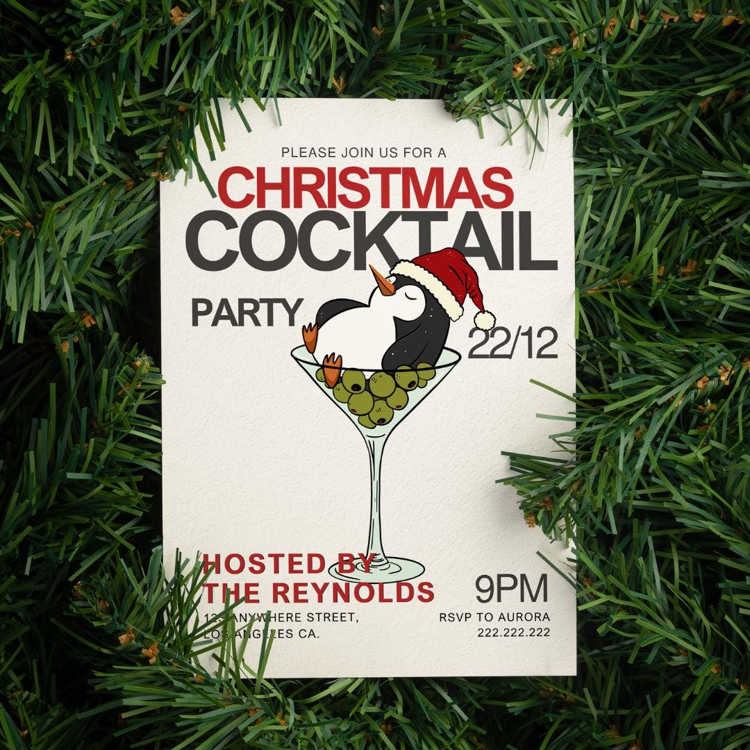 Christmas Cocktail Party Invitation, Christmas Cocktail Party ...