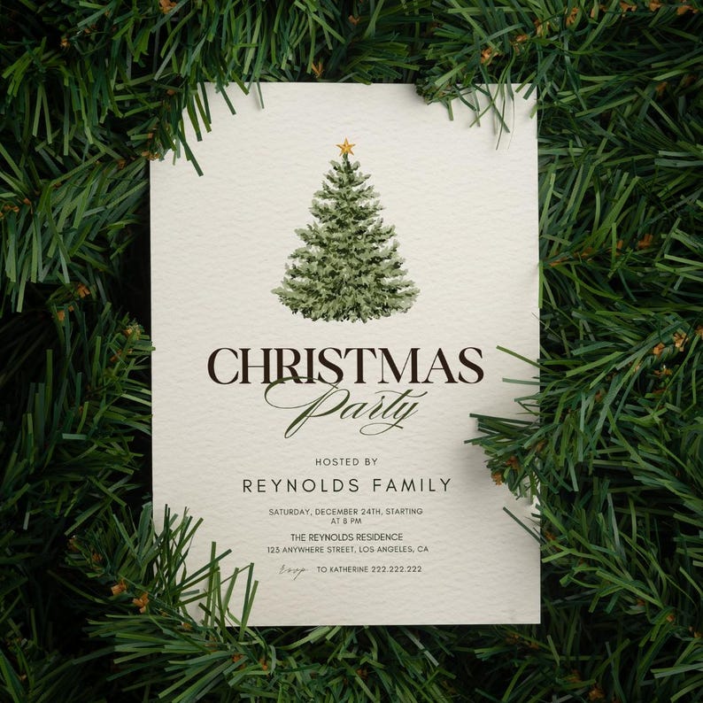 Christmas Tree Invitation, Editable Christmas Party Invitation ...
