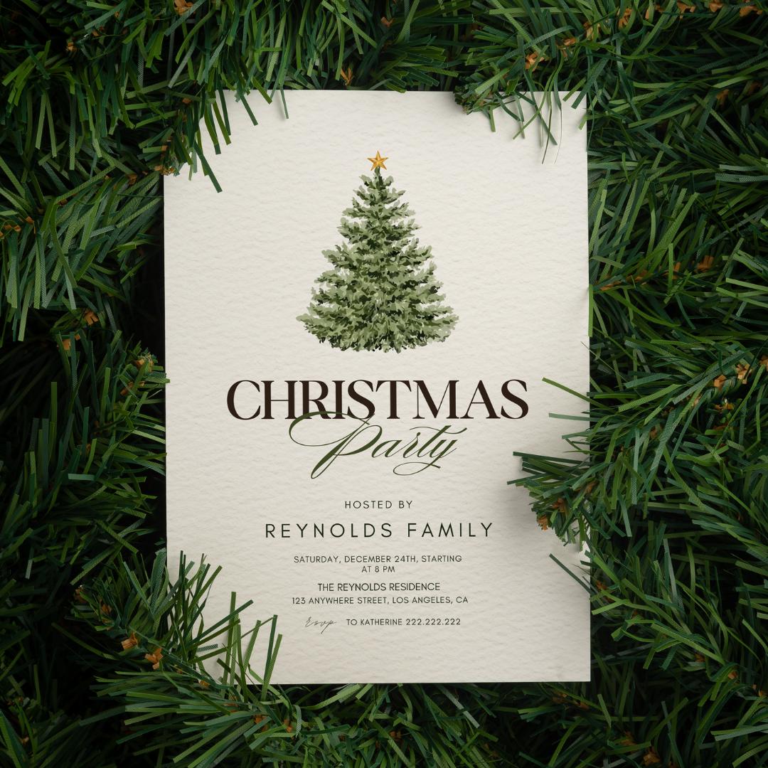 Christmas Tree Invitation, Editable Christmas Party Invitation ...