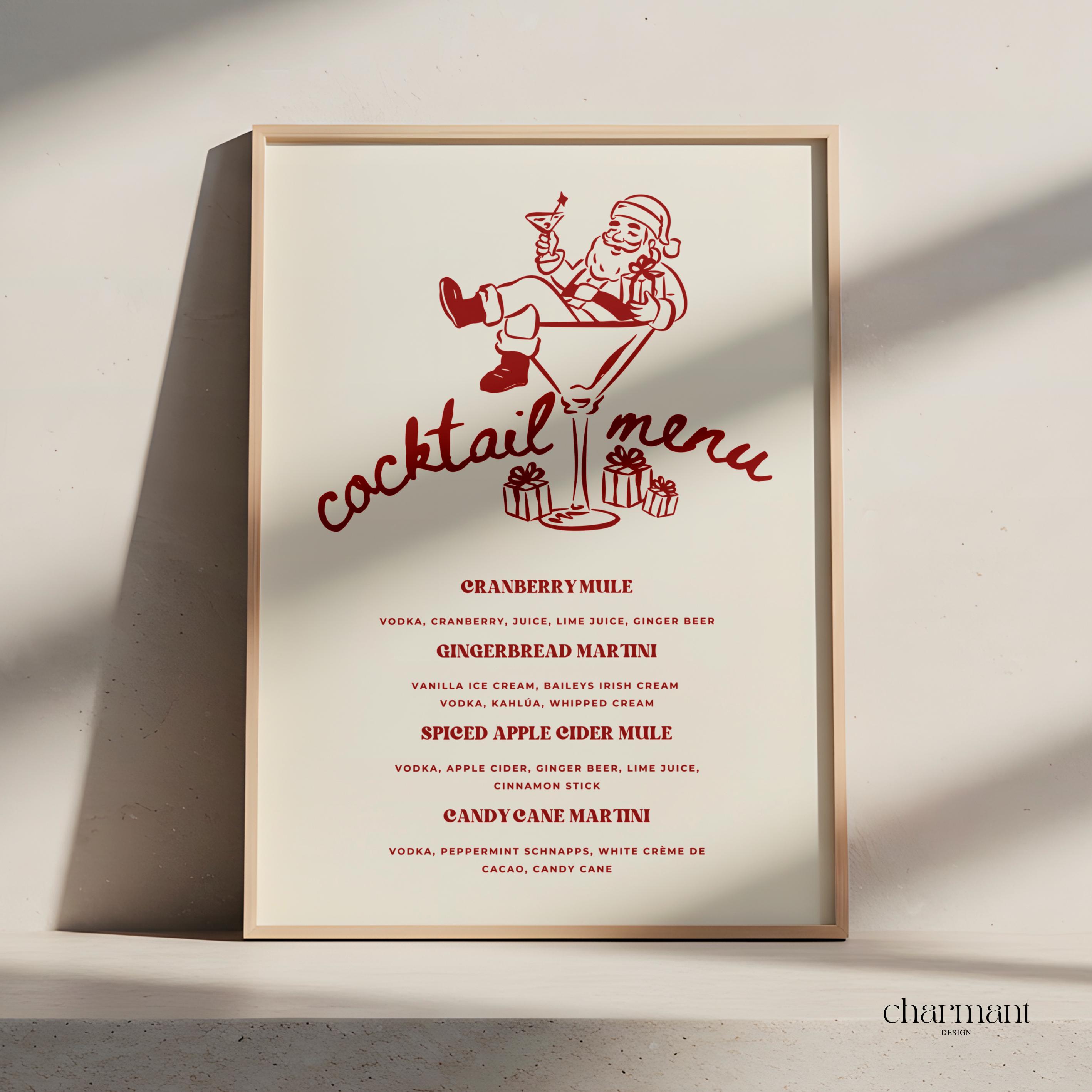 Christmas Party Drink Sign, Christmas Bar Menu, Christmas Cocktail Menu ...
