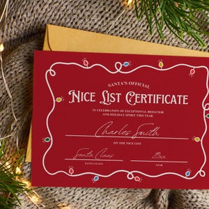 Santas Nice List, Christmas Nice List Certificate, Digital Download ...