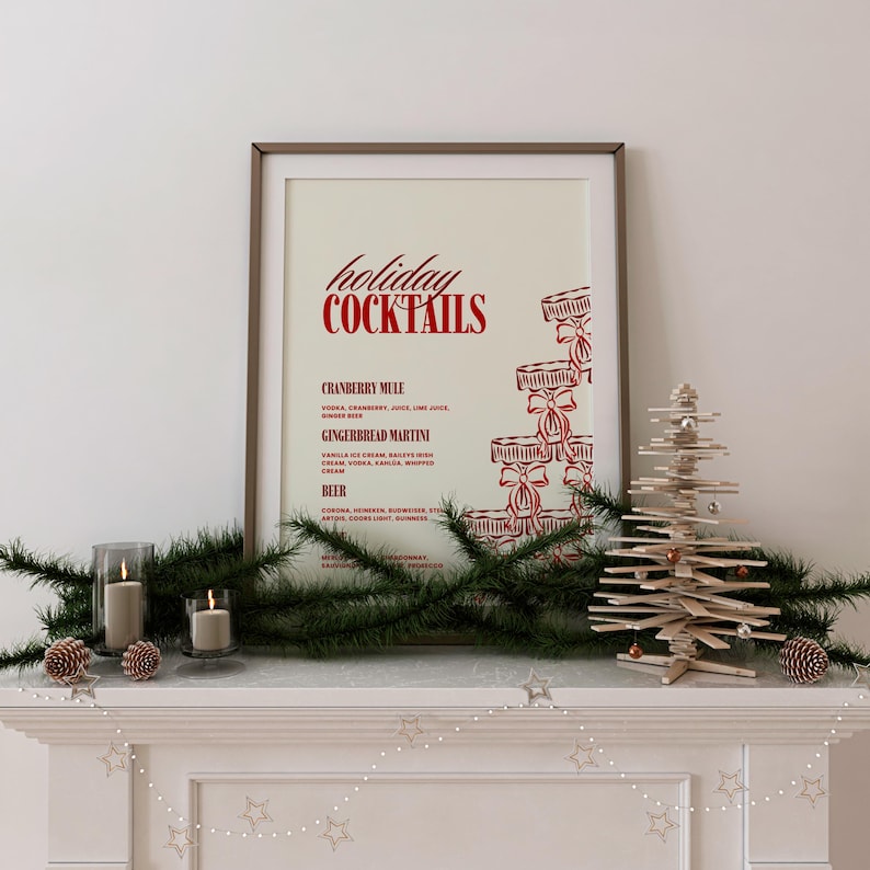 Holiday Cocktails, Holiday Drinks, Christmas Bar Sign, Christmas Drinks ...