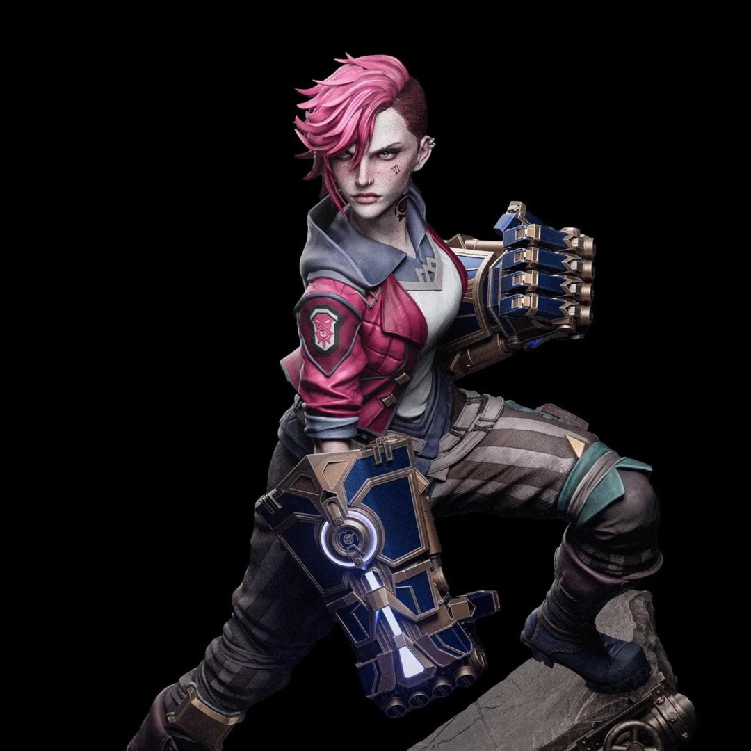 Pink-haired Enforcer Inspired Figure | Arcane Style Model, 3D Printed ...
