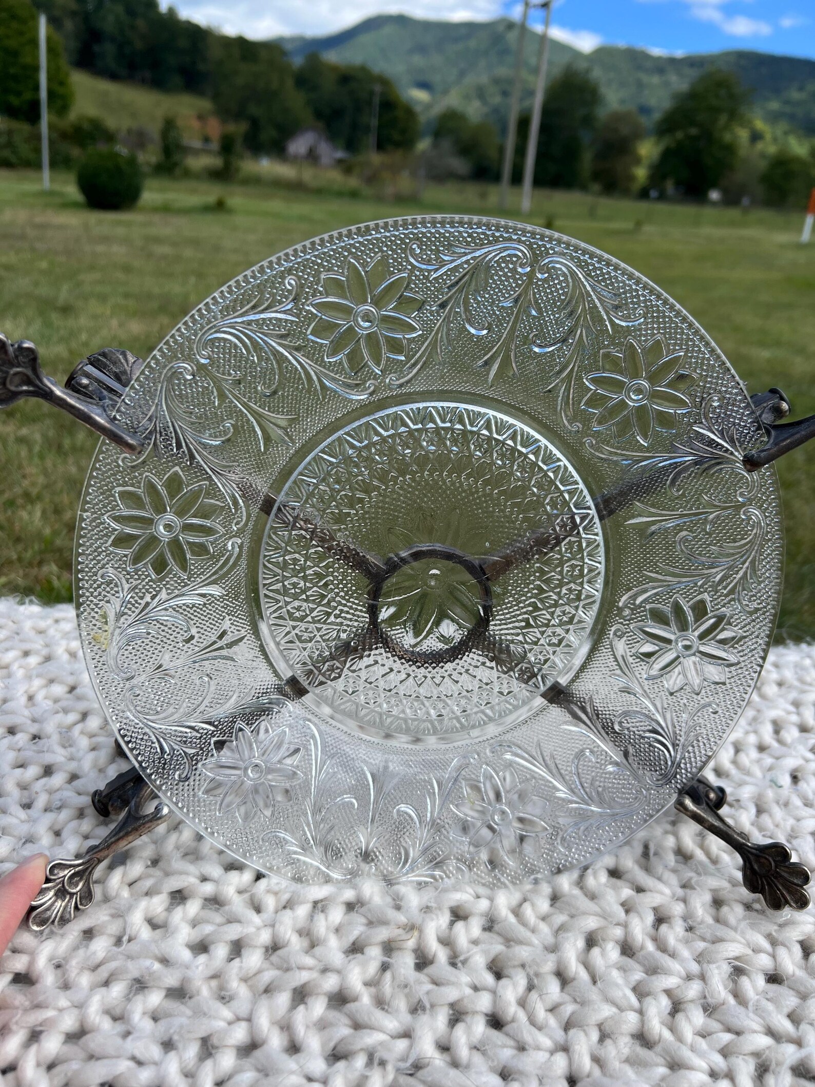 Antique Crystal Plate With Display - Etsy