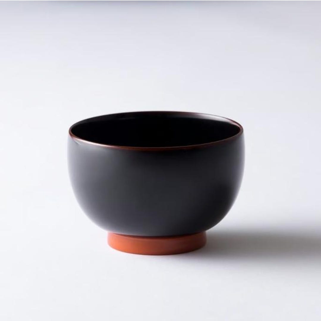 Japanese Lacquerware Echizen Black Soup Bowl Genuine Hand-painted ...