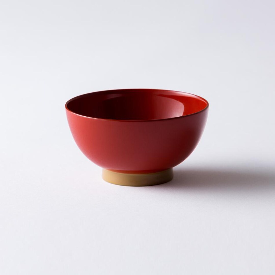 Japanese Lacquered Red Rice Bowl | Hand-painted Traditional Dish ...