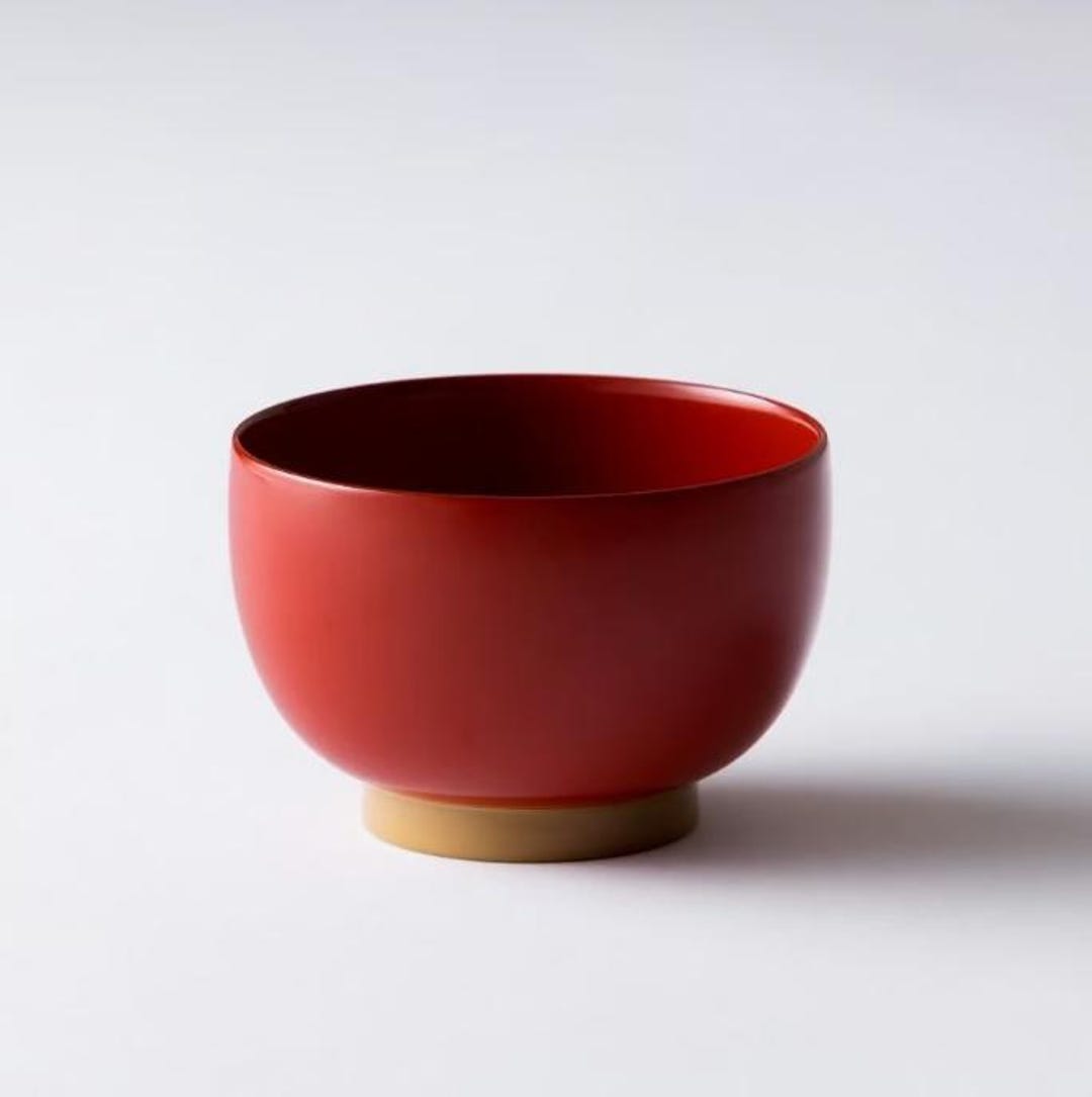 Japanese Lacquerware Echizen Red Soup Bowl | Genuine Hand-painted ...