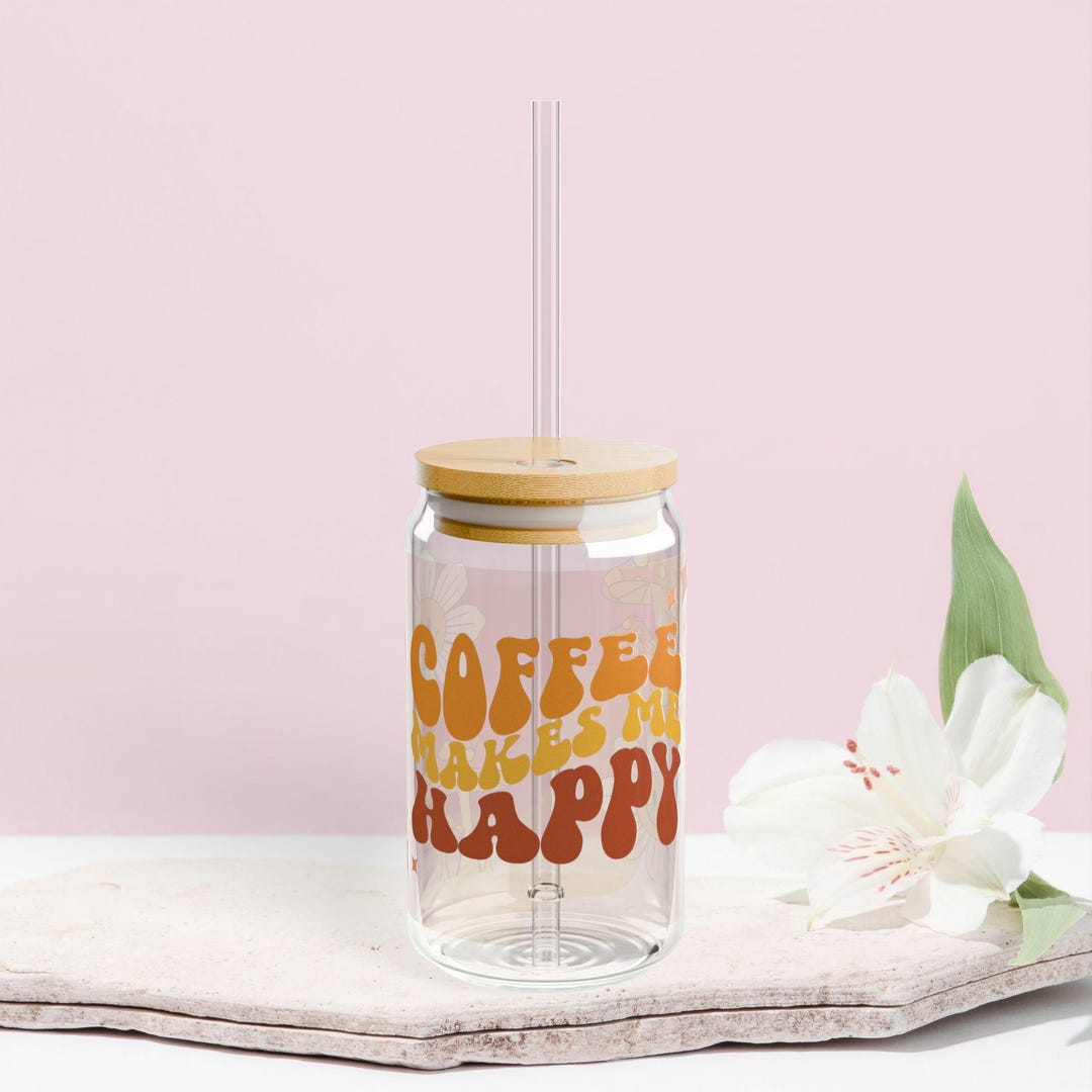 Groovy Glass Can Sipper and Retro Inspired Drinking Glass, 16oz ...