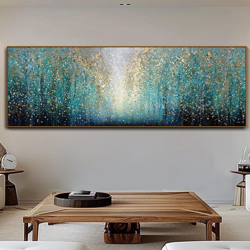 Abstract Large Teal Canvas - Etsy