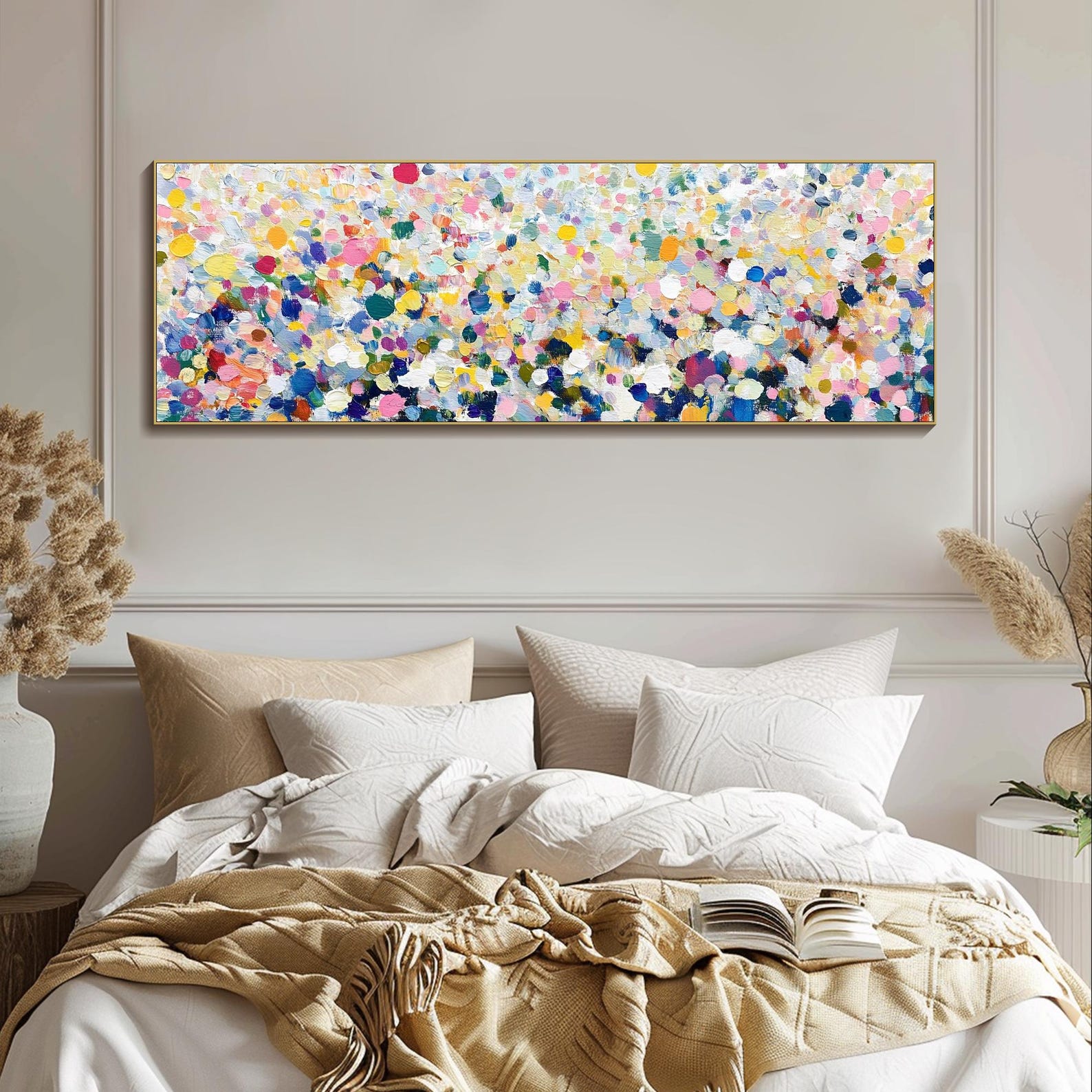 3D Horizontal Colorful Abstract Textured Wall Art Large Long Wide ...