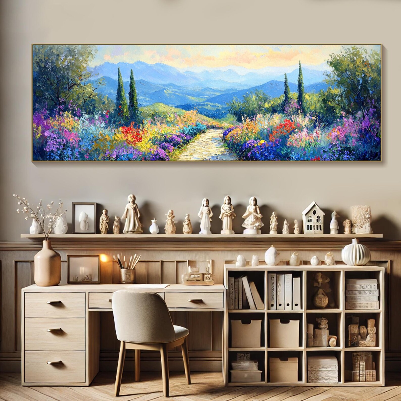Horizontal Tuscan Countryside Texture Wall Art Large Long Wide Colorful ...