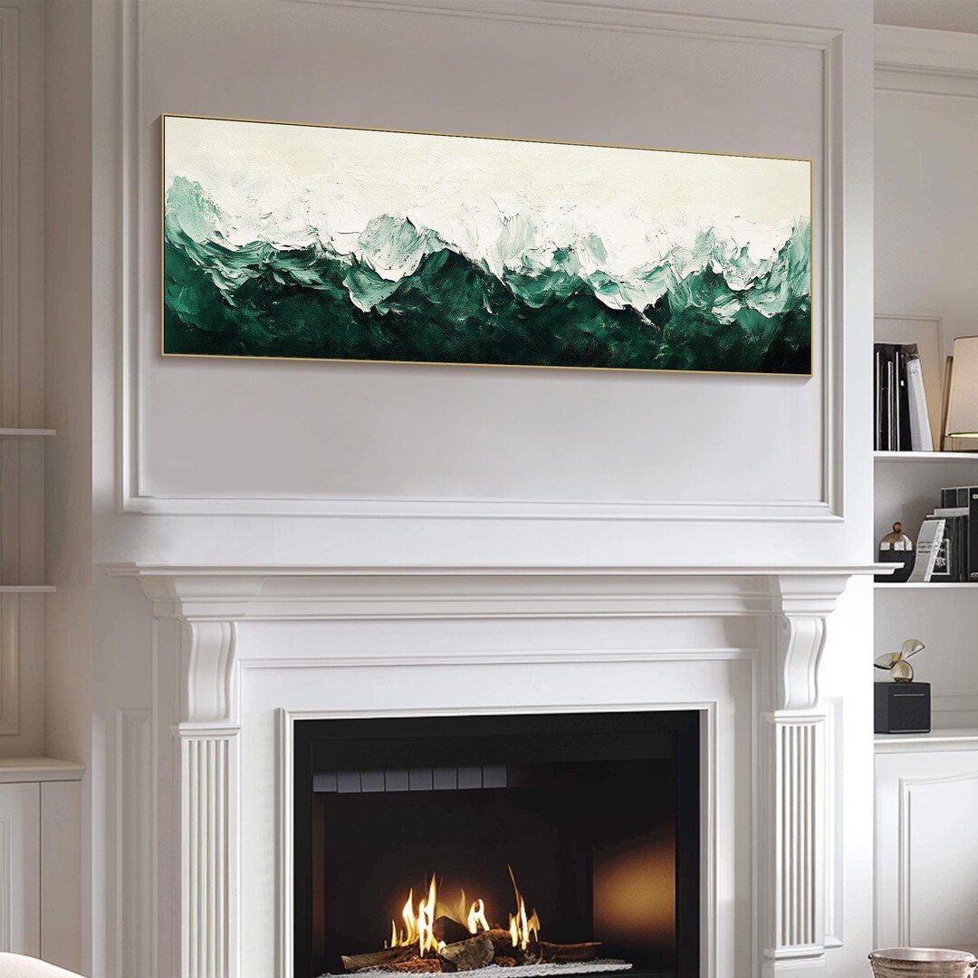 Original 3D Grean Abstract Textured Wall Art Boho Ocean Wave Painting ...