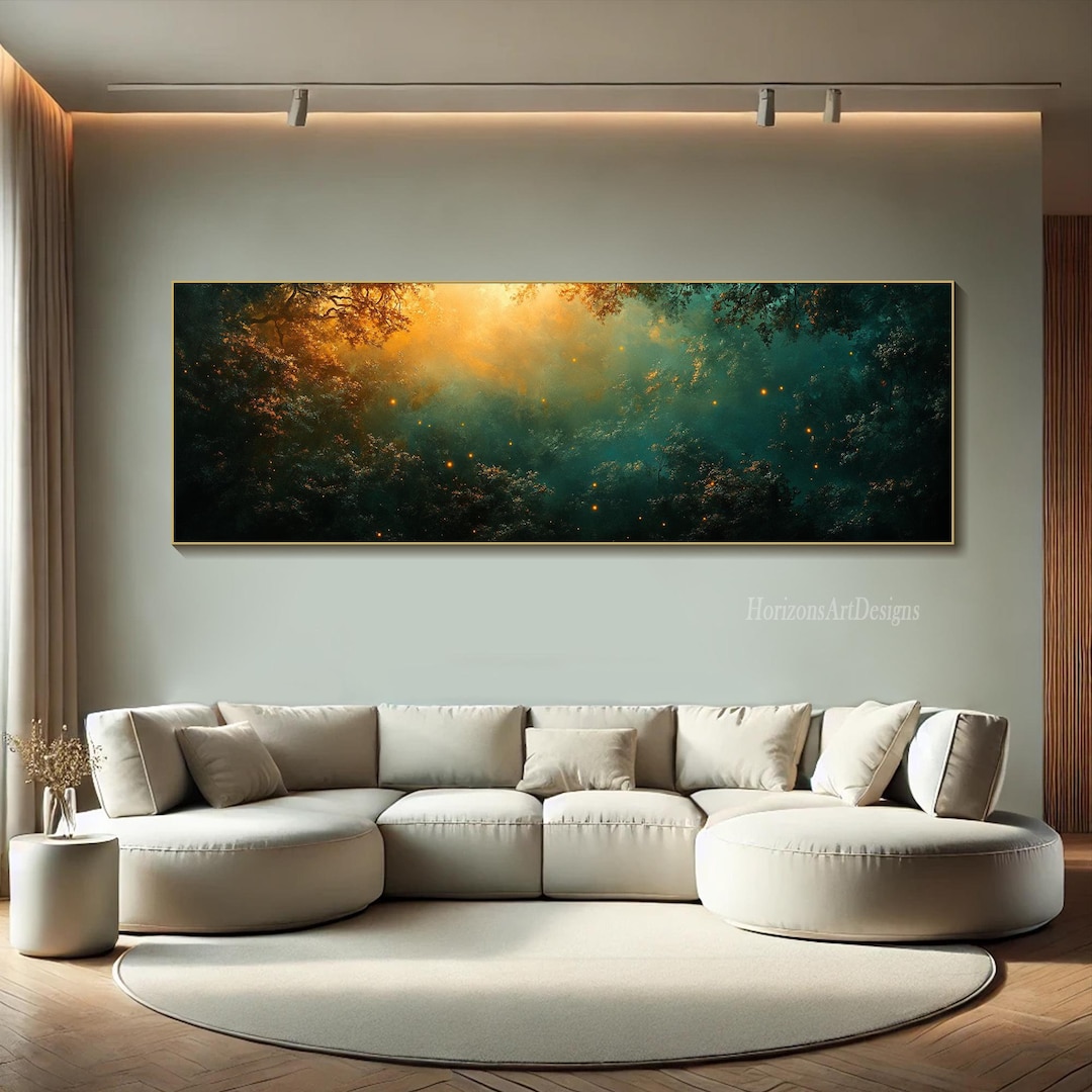 Original Large Long Wide Forest Painting on Canvas Panoramic Forest Art ...