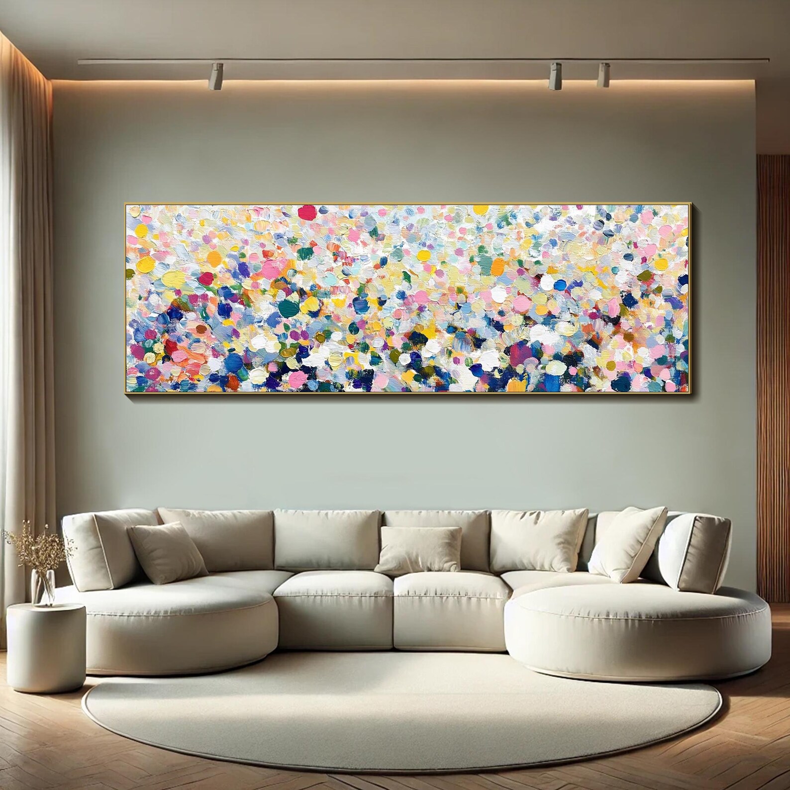 3D Horizontal Colorful Abstract Textured Wall Art Large Long Wide ...