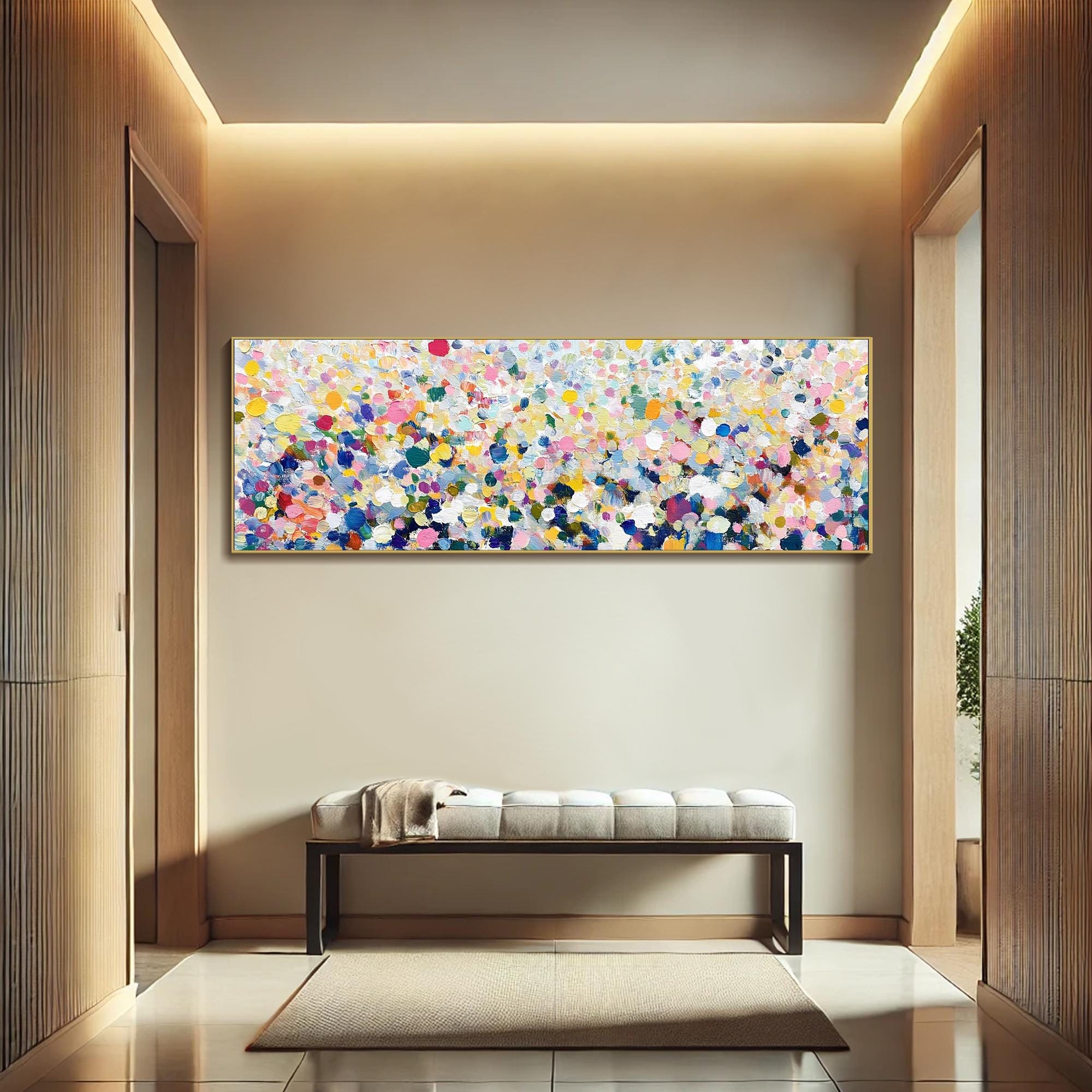 3D Horizontal Colorful Abstract Textured Wall Art Large Long Wide ...