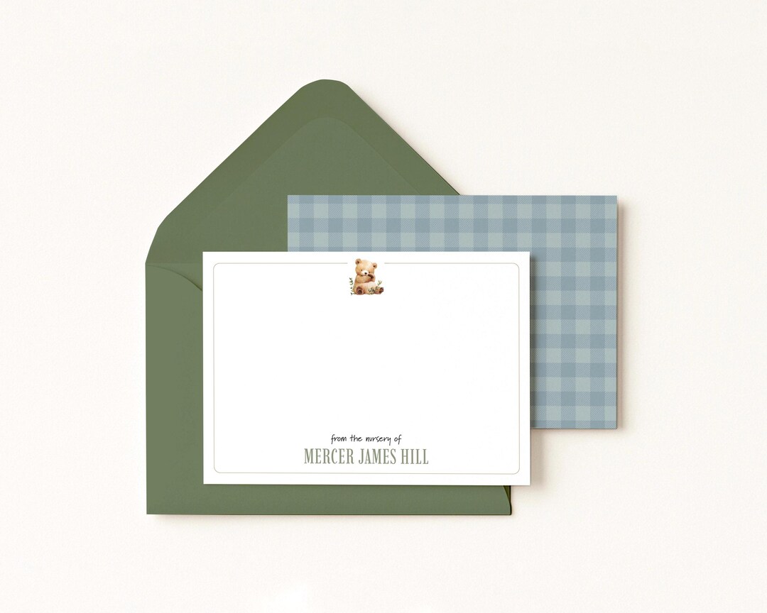 Baby Stationery Boy | Personalized Flat 5x7 Note Cards | Watercolor ...