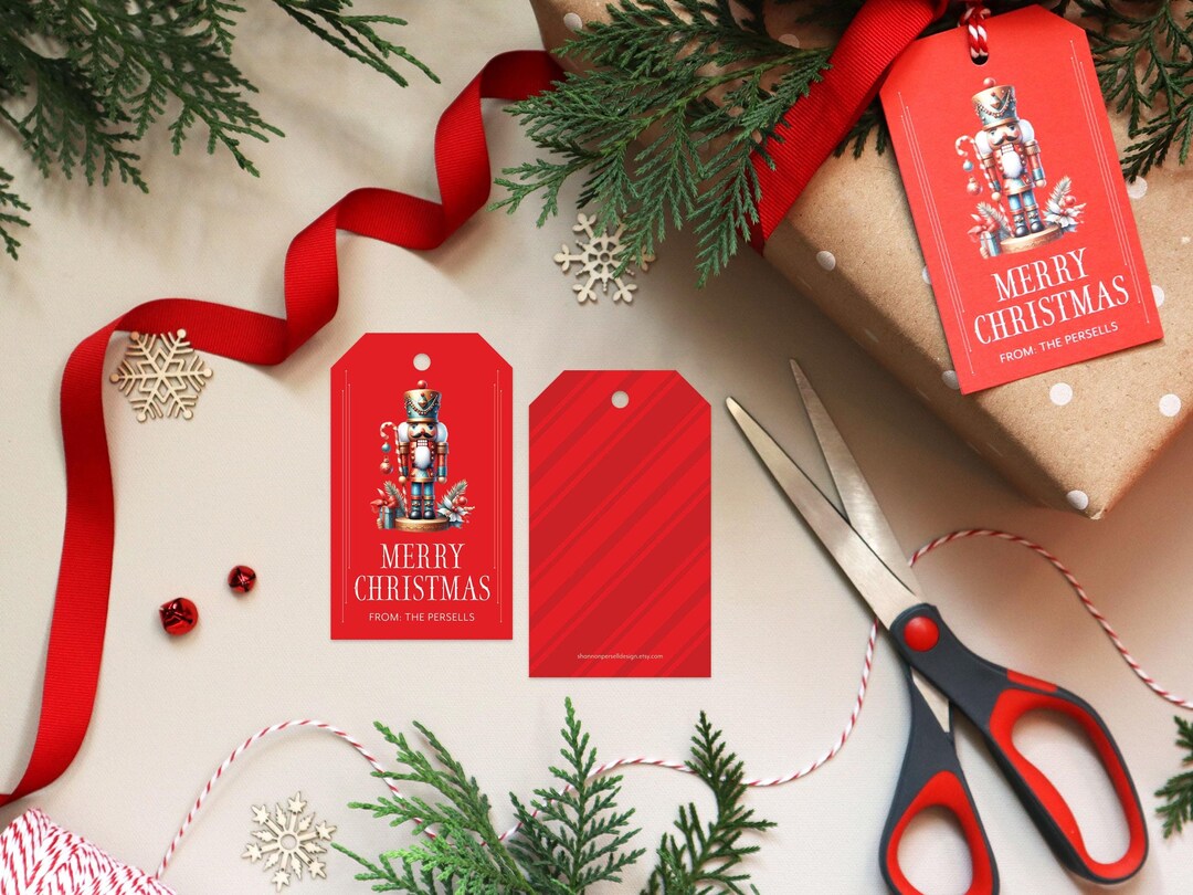 Red Nutcracker Christmas Gift Tags | Printed and Personalized ...