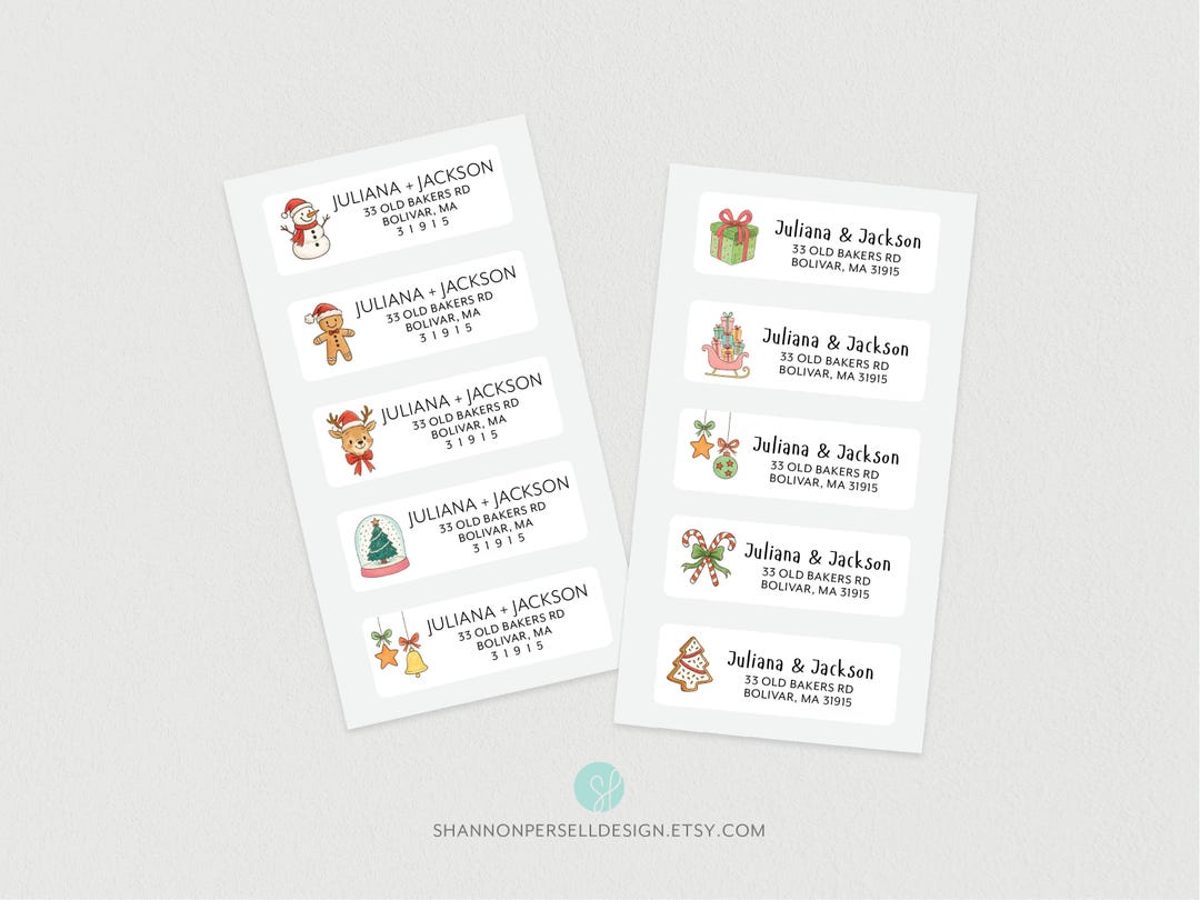 Kids Christmas Return Labels | Hand Drawn Holiday Address Labels ...
