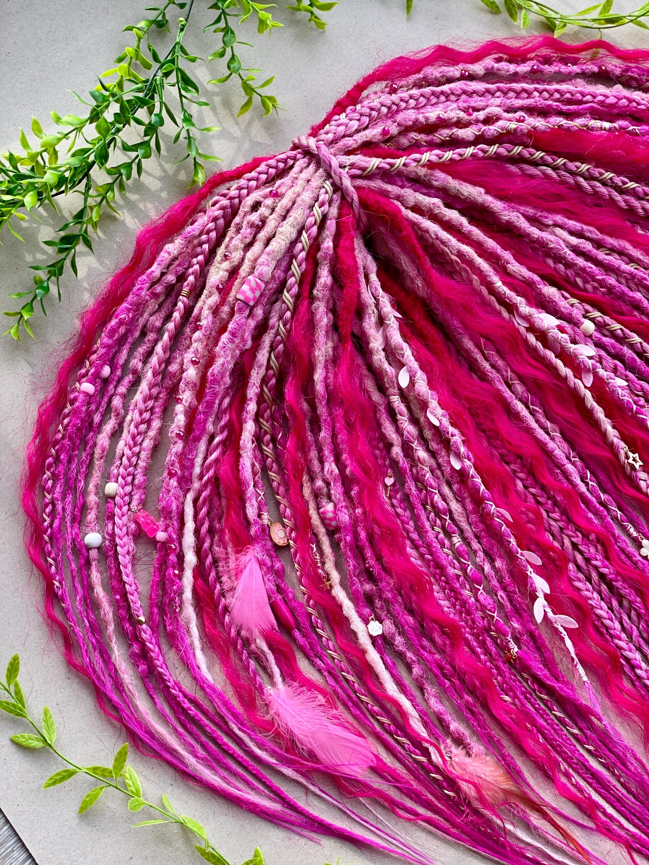 Vibrant Pink Fairy DE Dreads, Braids, Curls With Blonde and White ...