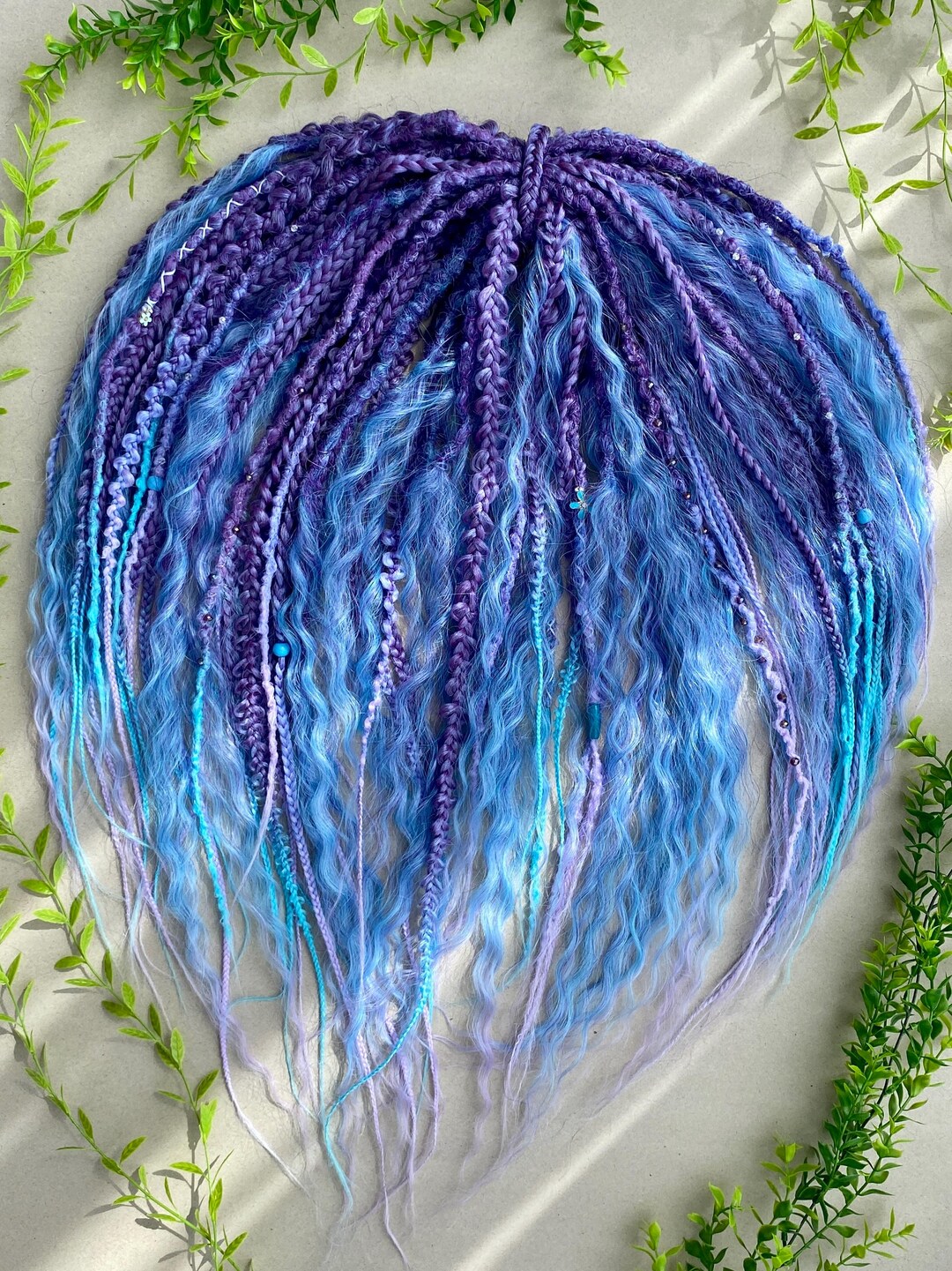 Elf Style Purple Blue Pink Curls Dreads, De Se Braids Dreadlocks Set ...