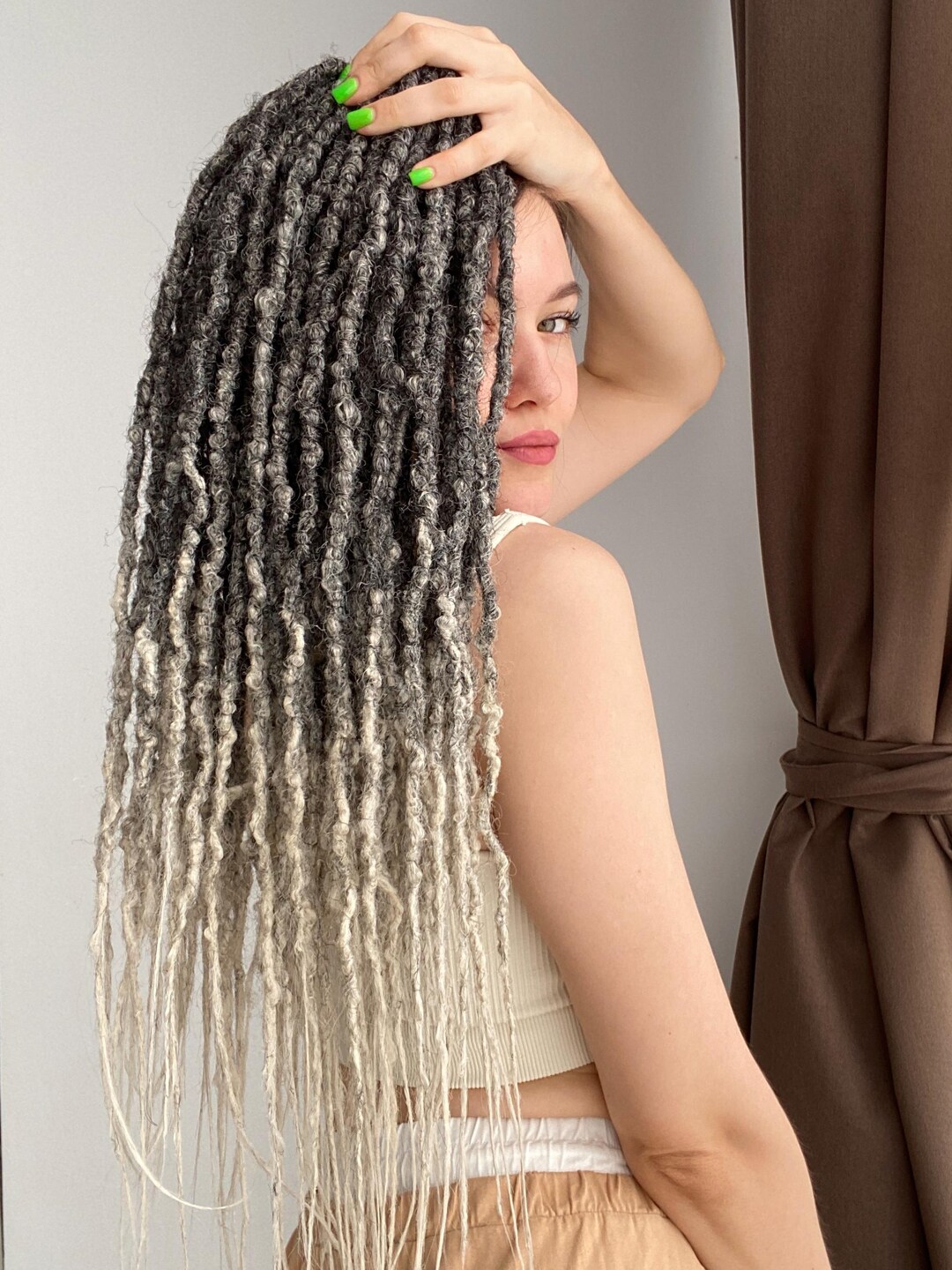 Black to Grey Ombre Dreads, Dark to Light SE and DE Dreadlocks, Full ...