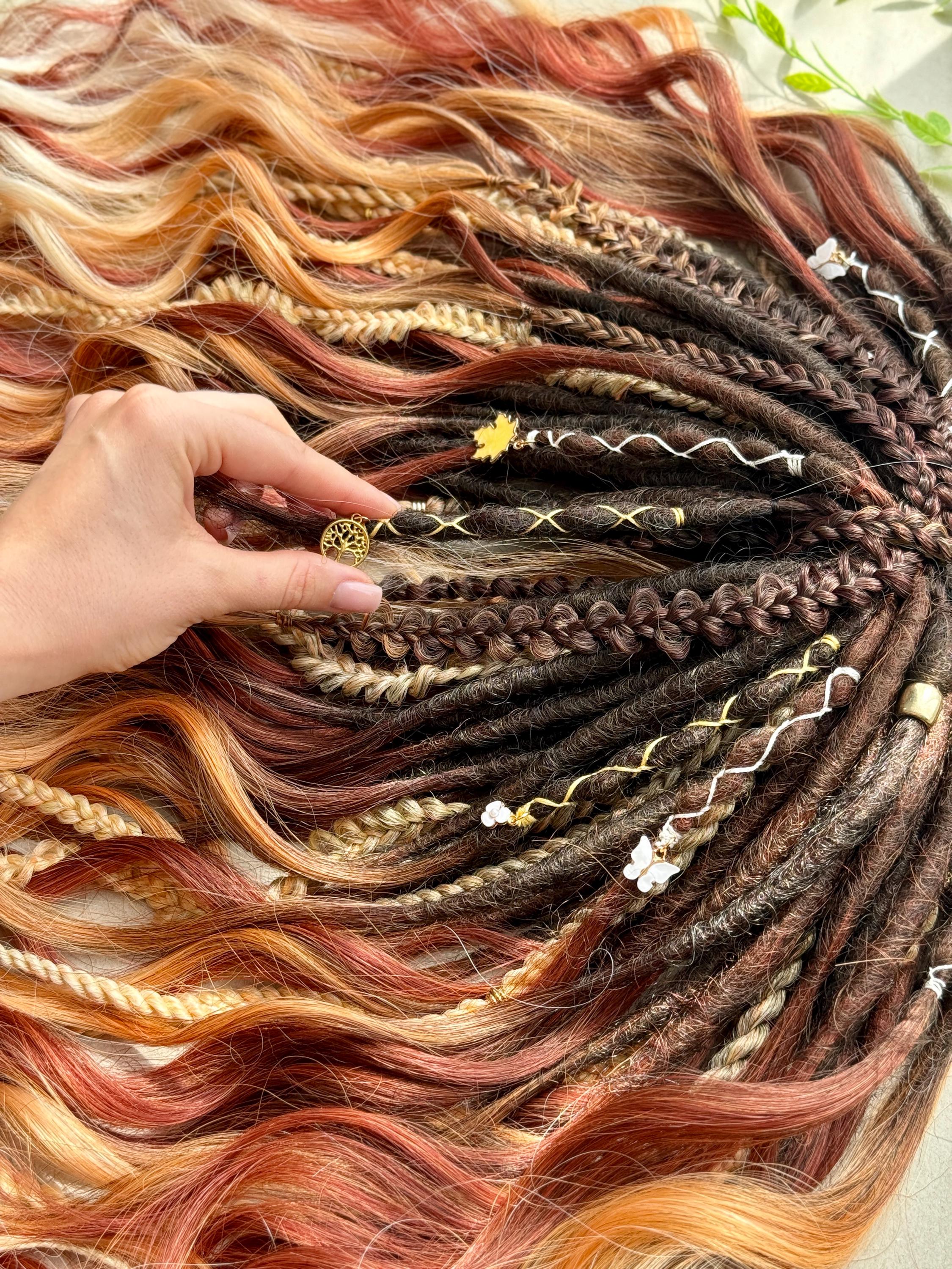 Honey Flame – Ombre Synthetic DE Dreads With Curly Ends, Ginger Blonde ...