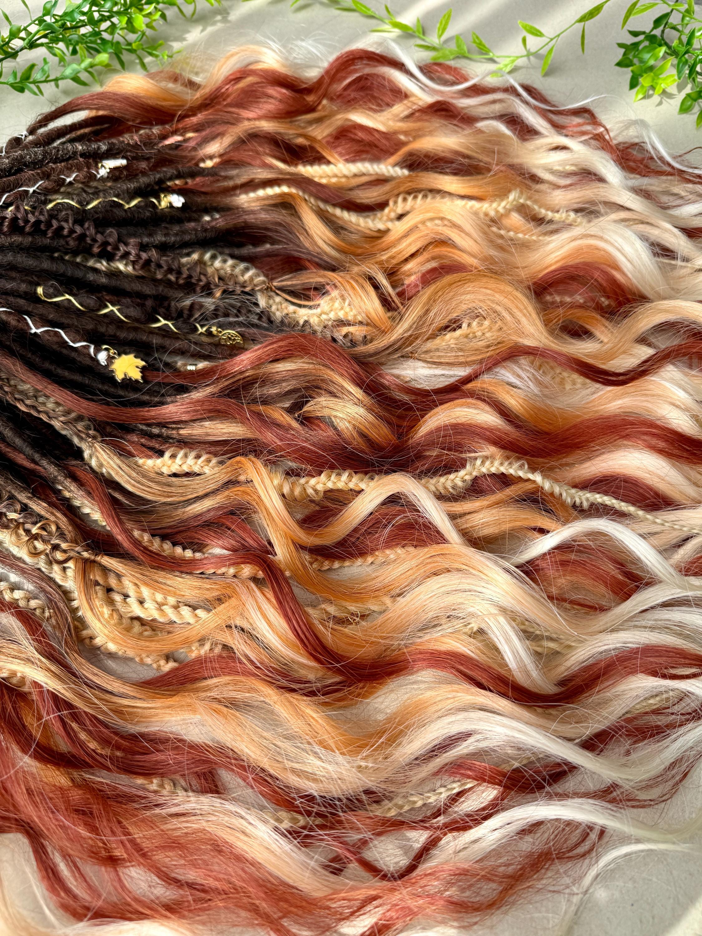 Honey Flame – Ombre Synthetic DE Dreads With Curly Ends, Ginger Blonde ...