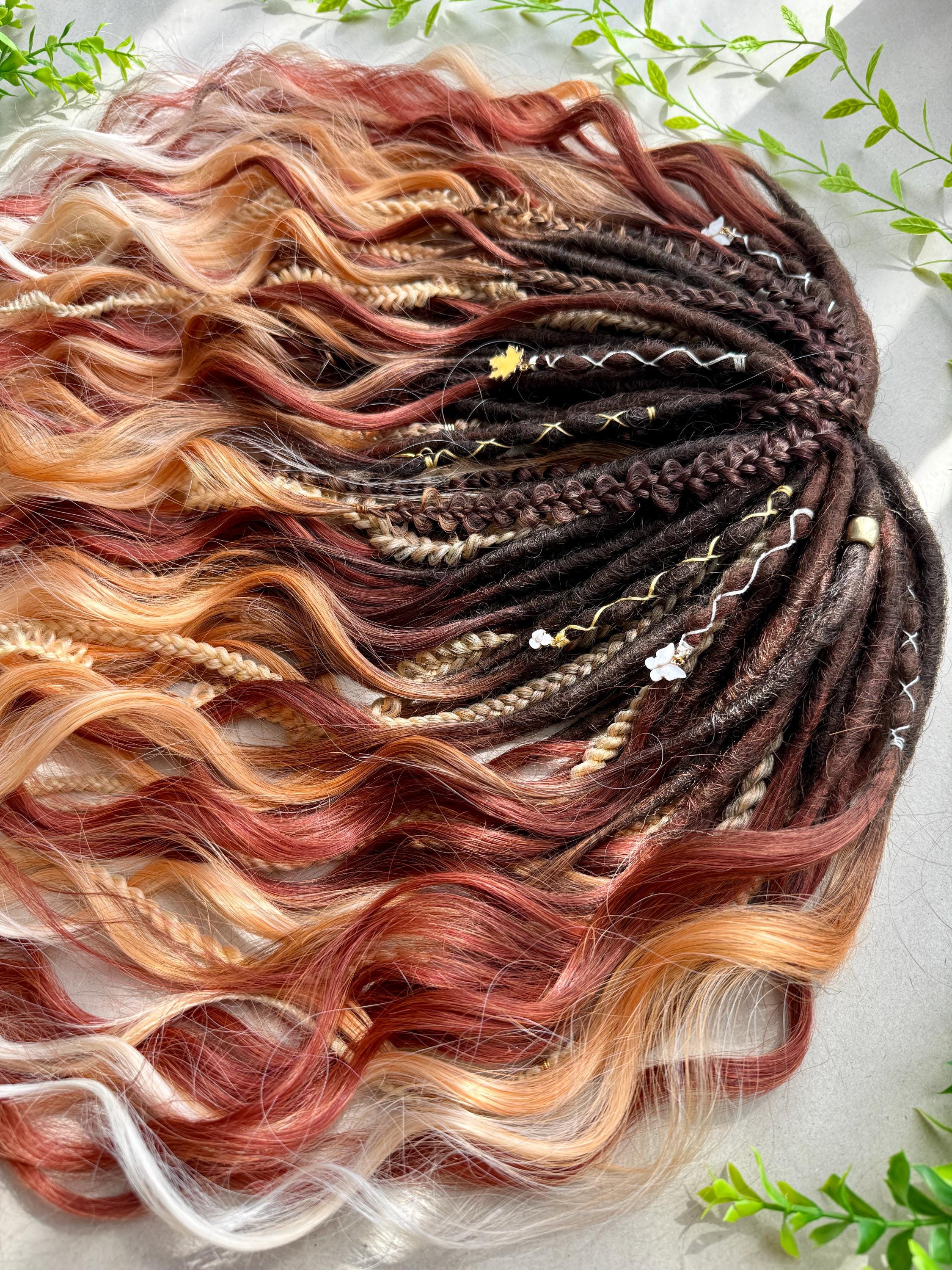 Honey Flame – Ombre Synthetic DE Dreads With Curly Ends, Ginger Blonde ...