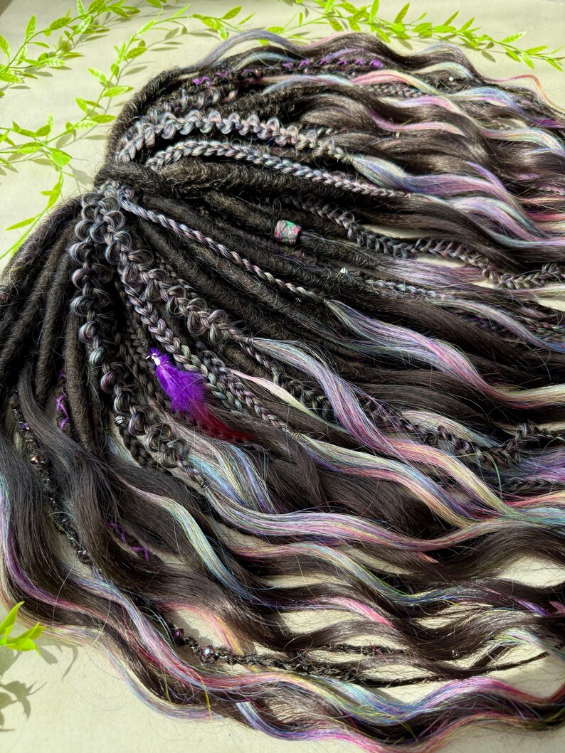 Rainbow Galaxy Dreadlocks • Reusable Faux Curly Dreads • Festival ...