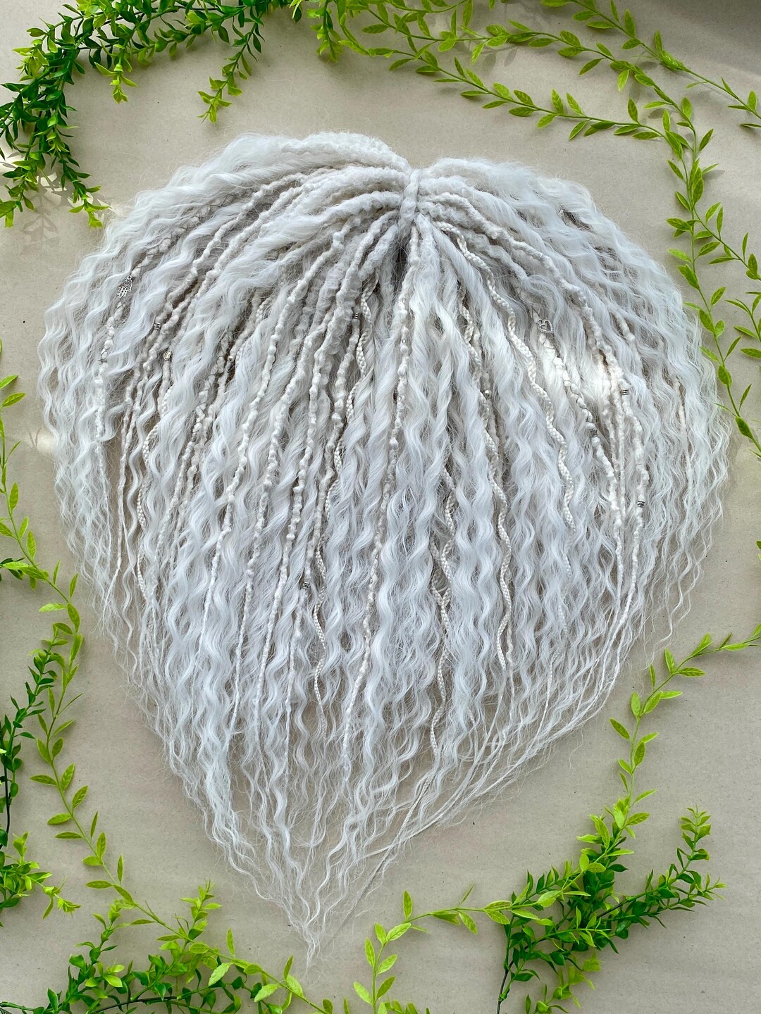 Pure White Curls With Dreads and Braids Boho Set, Textured SE and DE ...