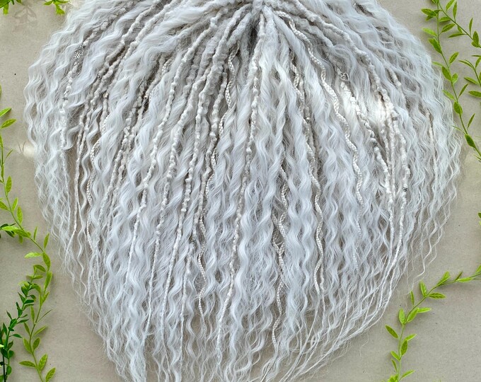 Pure White Curls With Dreads and Braids Boho Set, Textured SE and DE ...