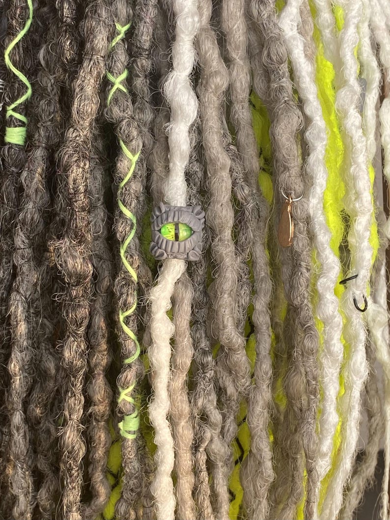 Neon Yellow Dreadlocks Extensions: Cyber DE Dreads, Gray & White Mix - Etsy
