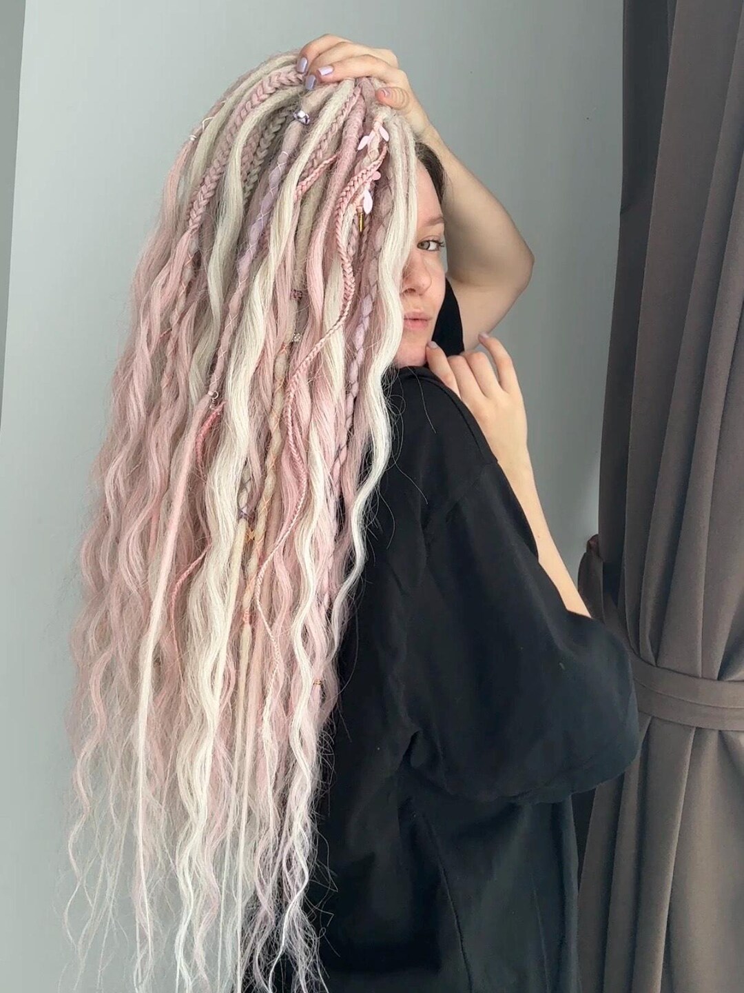 Cotton Candy DE Dreads Pastel Pink, Blonde Curly Dreadlocks With ...