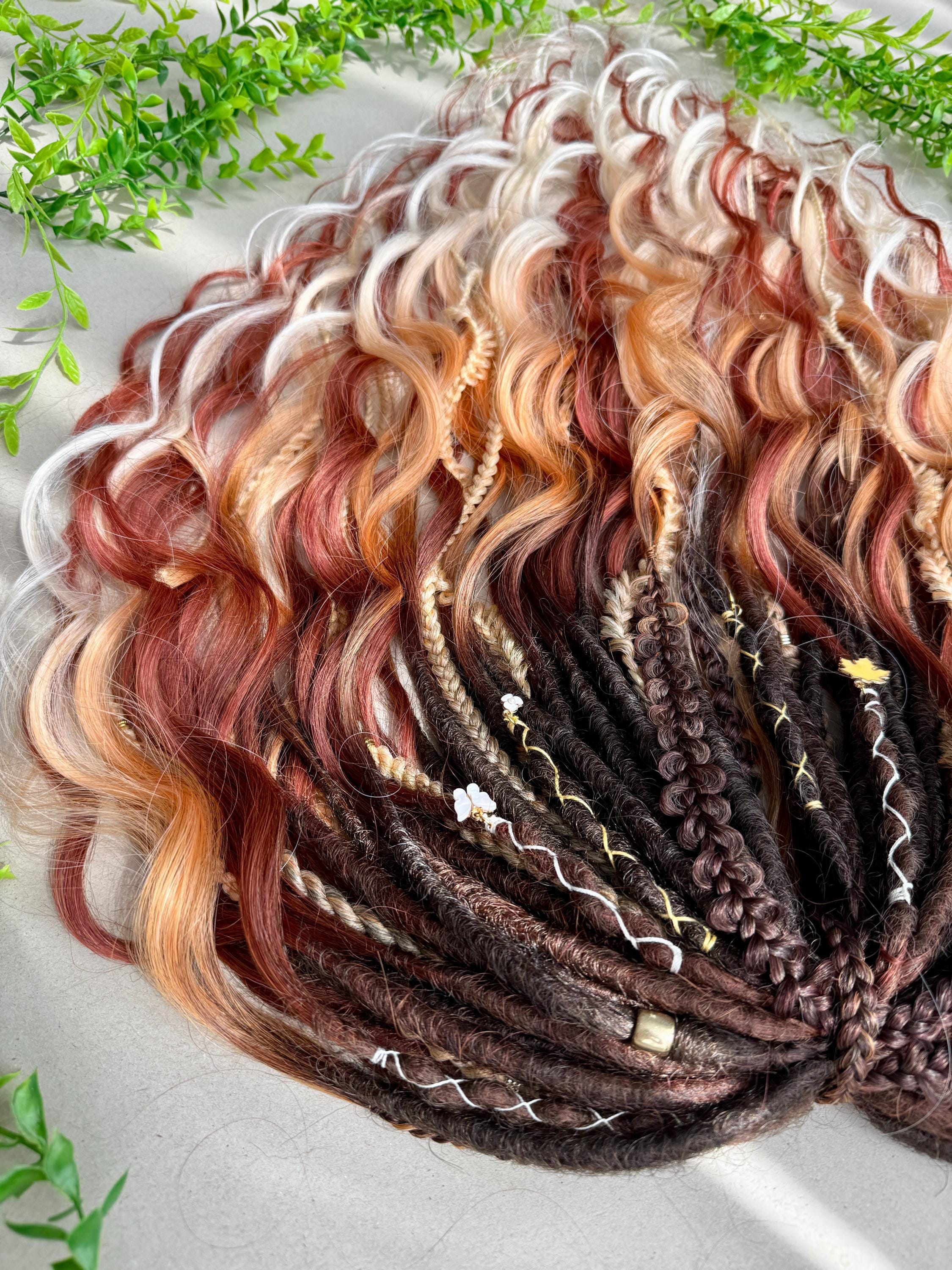 Honey Flame – Ombre Synthetic DE Dreads With Curly Ends, Ginger Blonde ...
