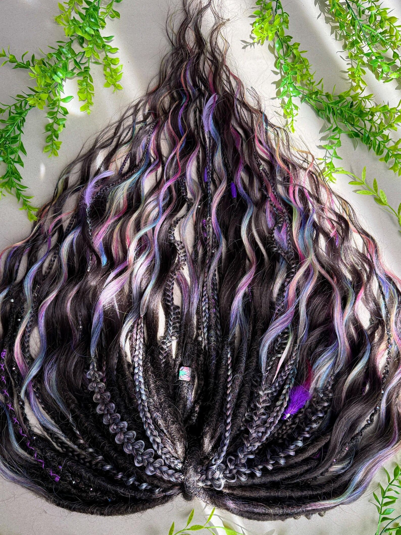 Rainbow Galaxy Dreadlocks • Reusable Faux Curly Dreads • Festival ...