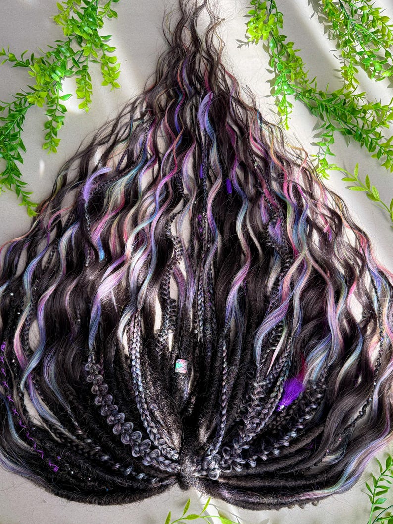Rainbow Galaxy Dreadlocks • Reusable Faux Curly Dreads • Festival ...