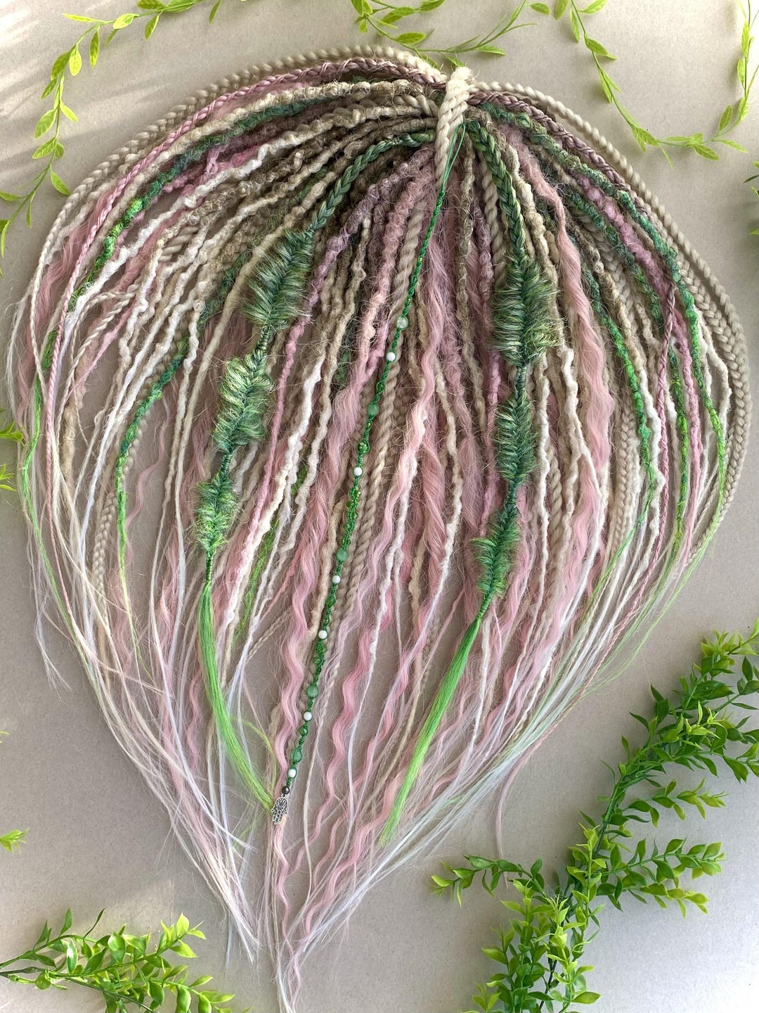 Fairy Dreadlock Extensions – Pink Blonde Green DE Set, Boho Fantasy ...