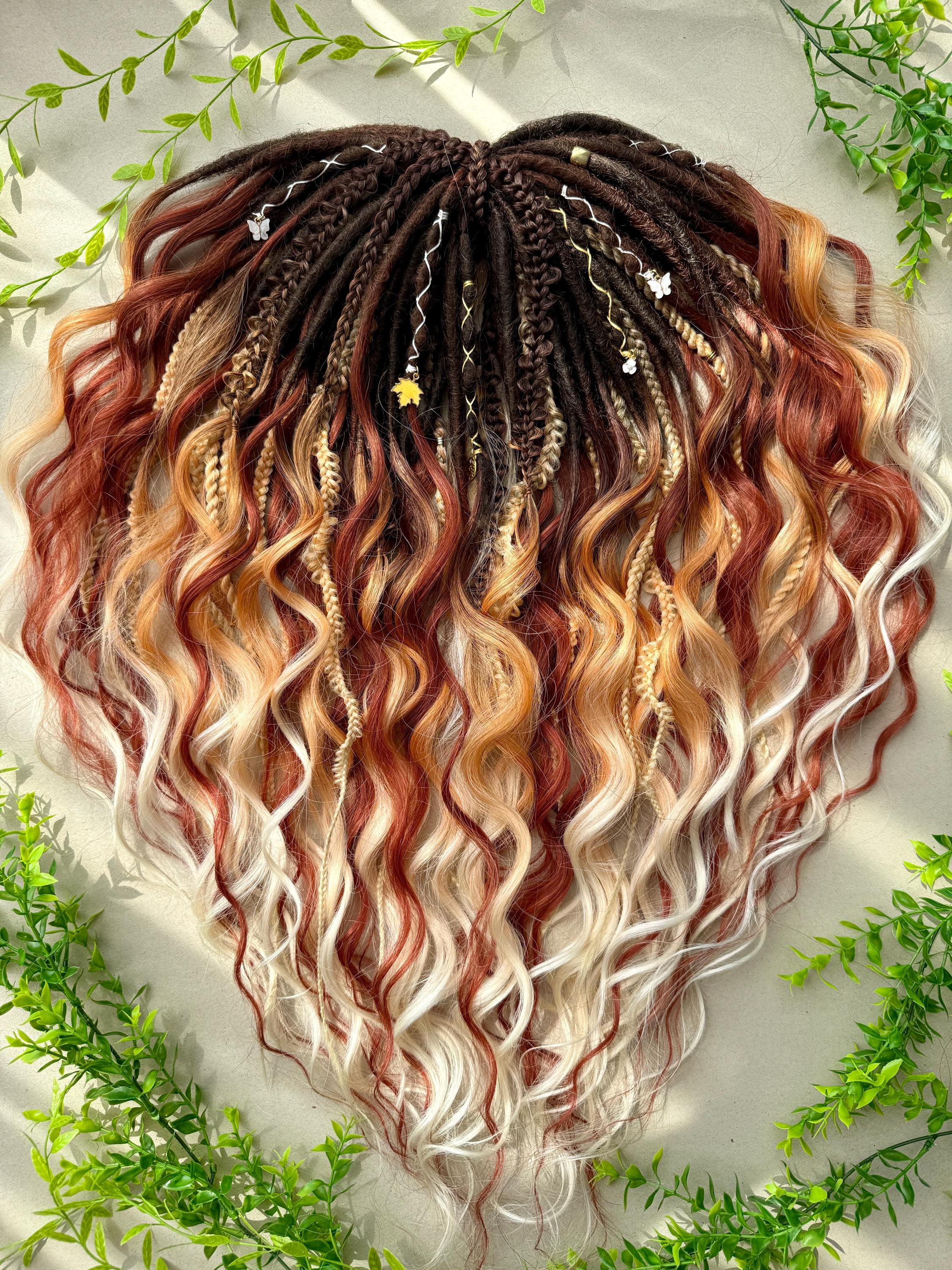 Honey Flame – Ombre Synthetic DE Dreads With Curly Ends, Ginger Blonde ...