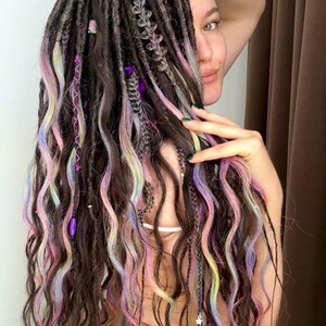 Rainbow Galaxy Dreadlocks • Reusable Faux Curly Dreads • Festival ...