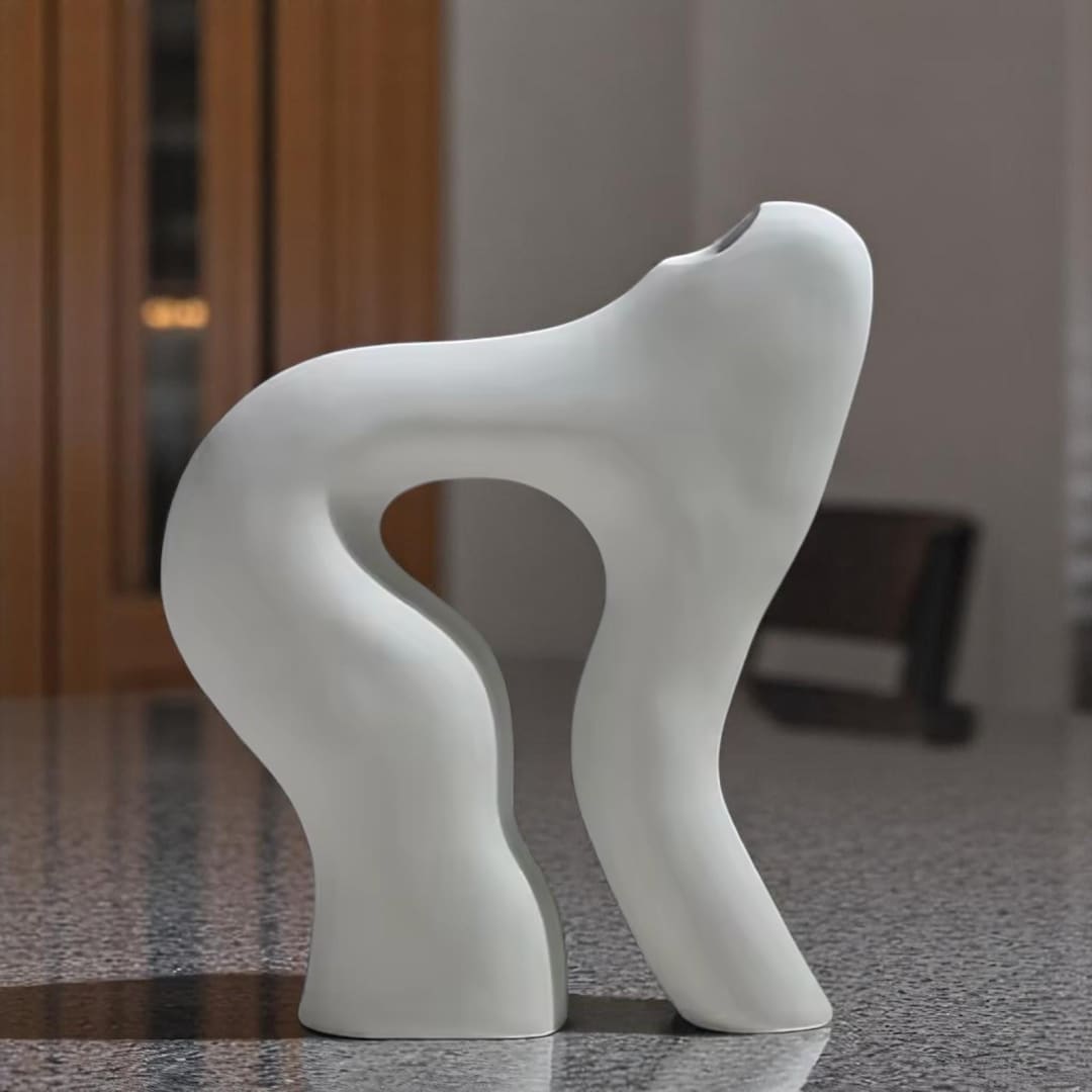 Weirdly Shaped White Ceramic Vase: Unique Home Decor Gift - Etsy