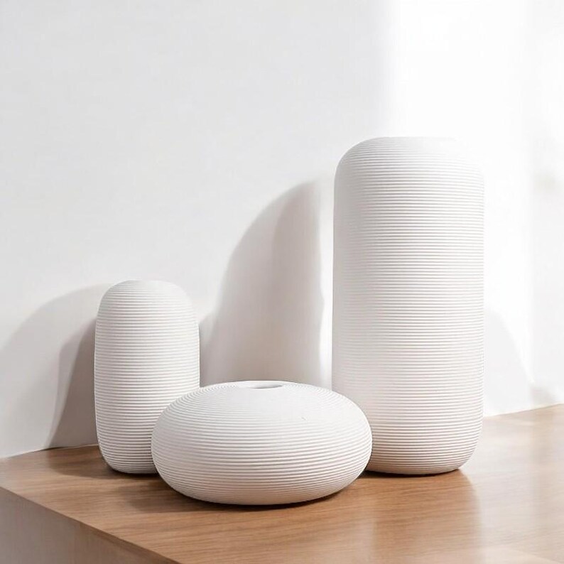 White Japanese Vases, Minimalist White Vases, Minimalist Japanese White ...