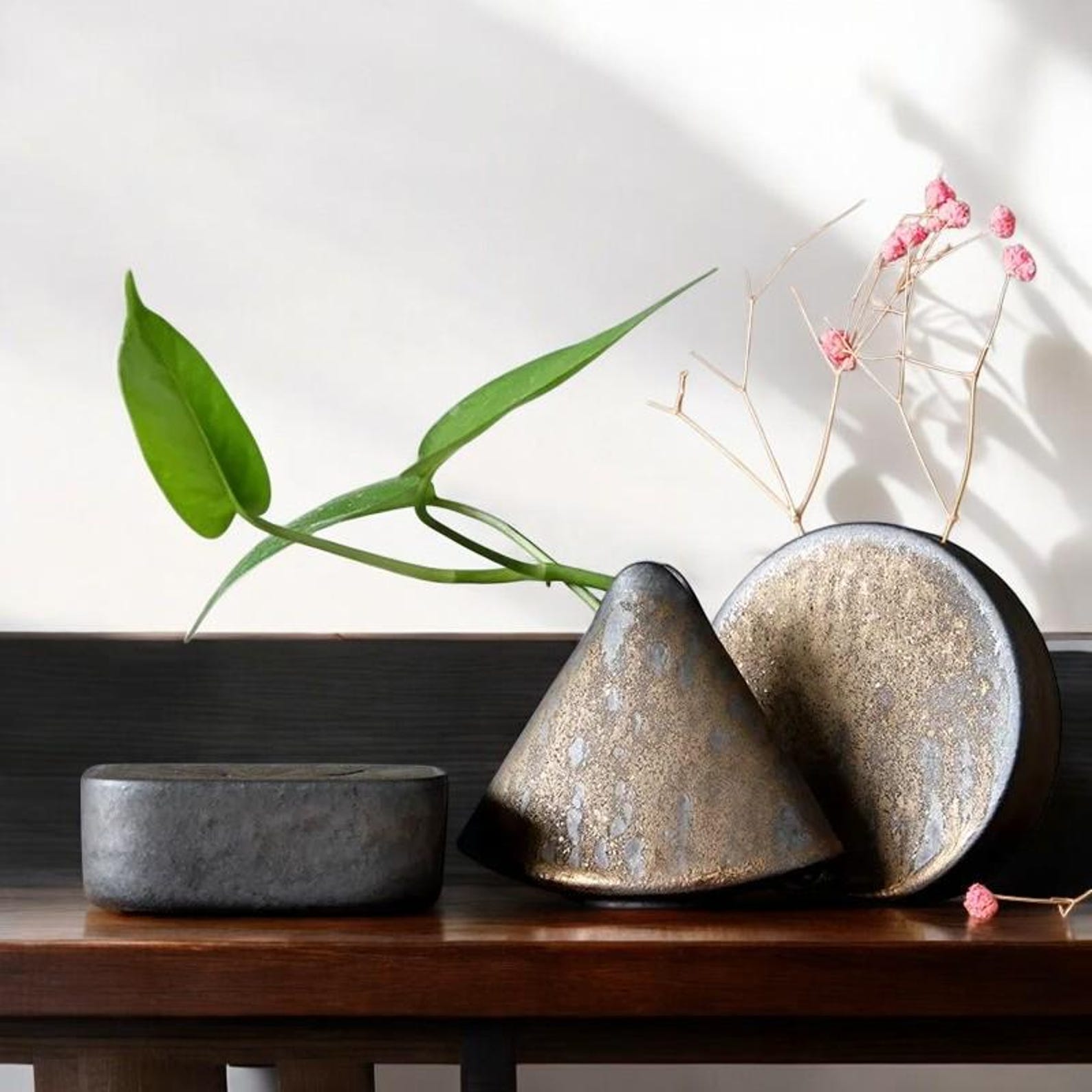 Ceramic Circle Vase, Ceramic Triangle Vase, Unique Ceramic Vase, Unique ...