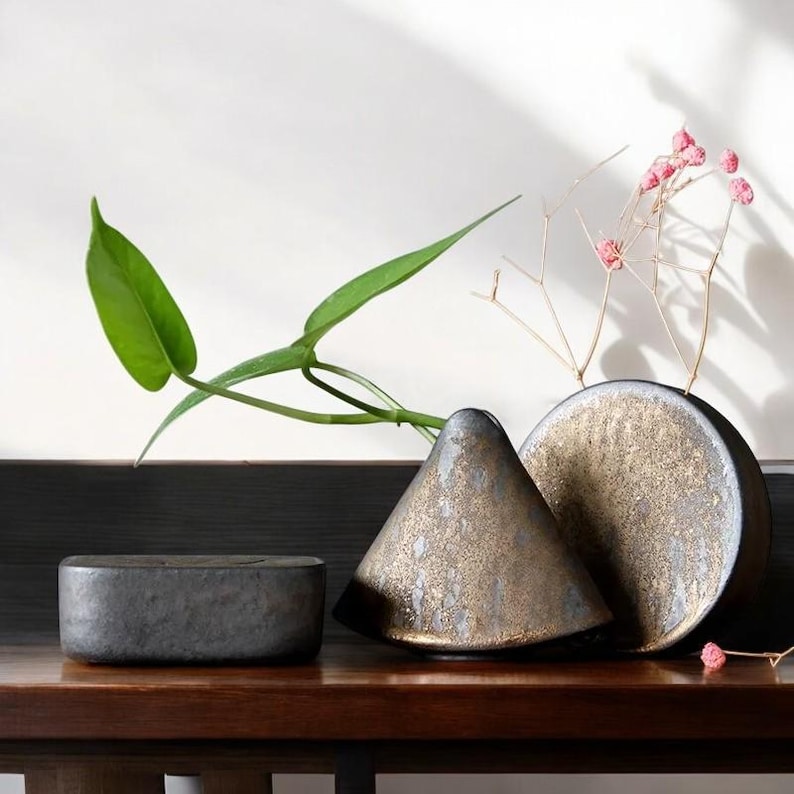 Ceramic Circle Vase, Ceramic Triangle Vase, Unique Ceramic Vase, Unique ...